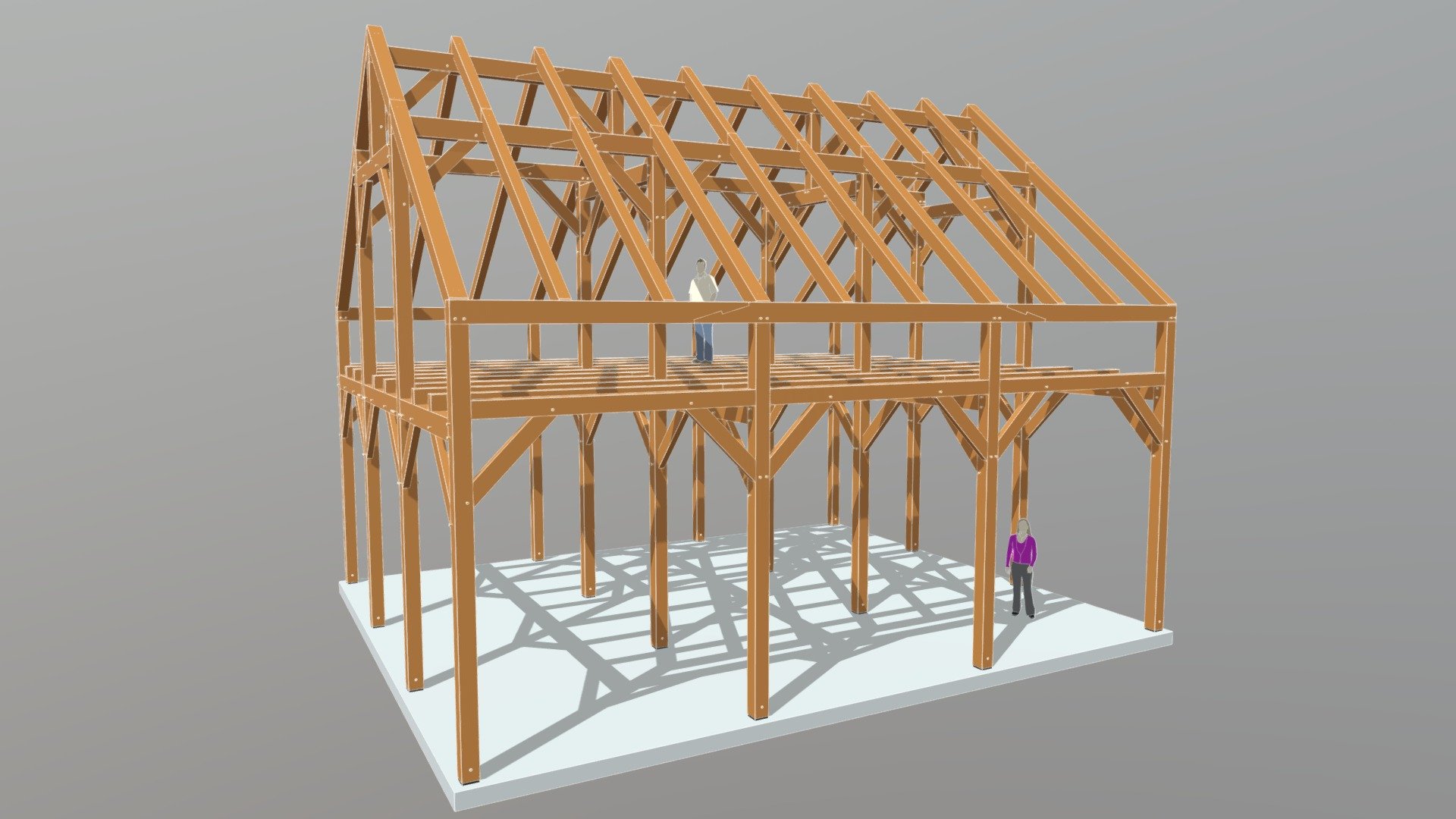 30x36 Heavy Timber Barn (09696) - 3D model by Timber Frame HQ ...
