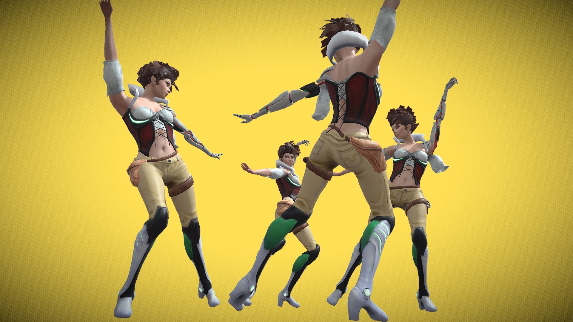 4 Female Characters Animated Dance Choreography - 3D model by ...