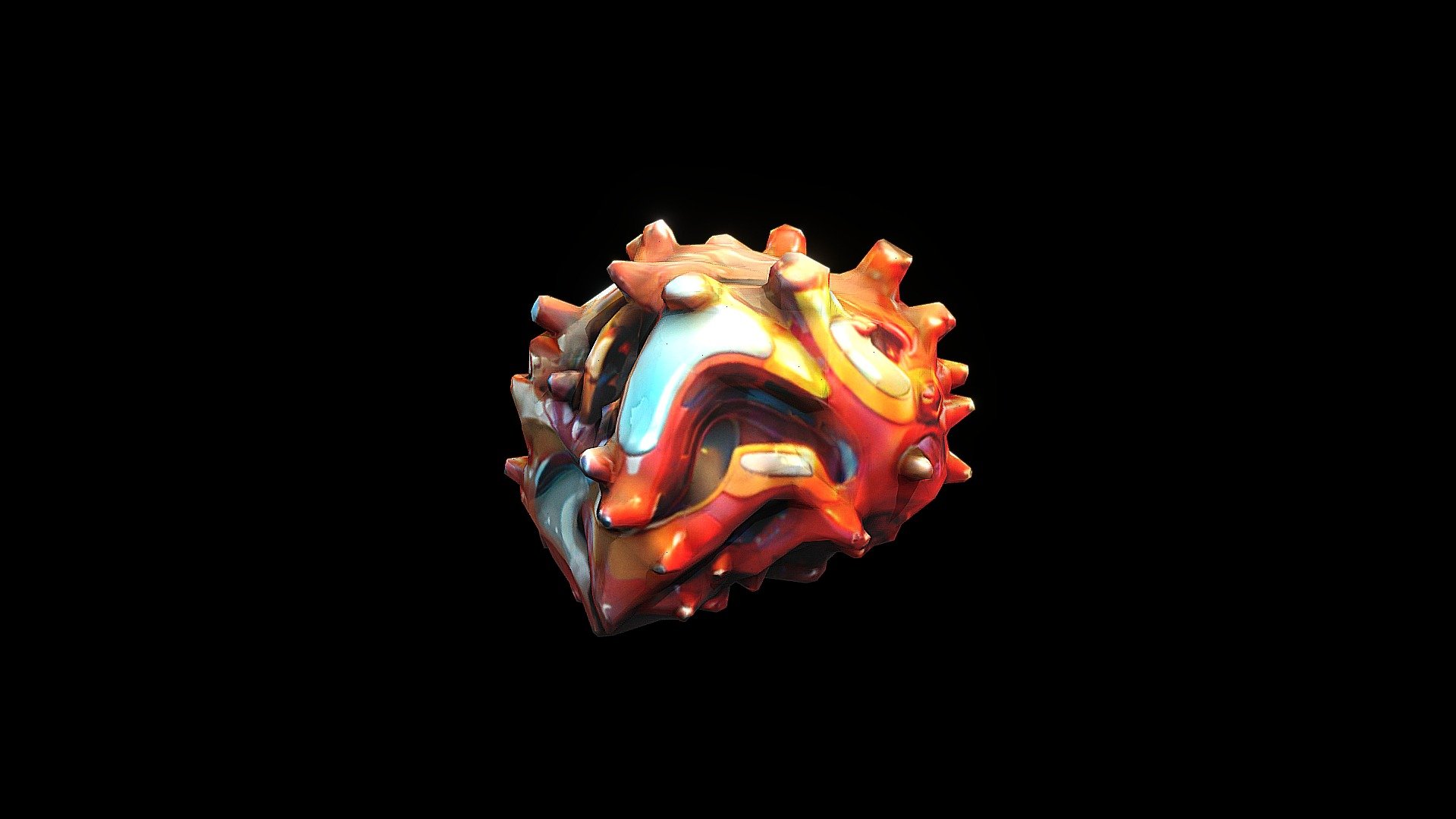 a 3d rendering of a colorful object on an ora - Download Free 3D model ...