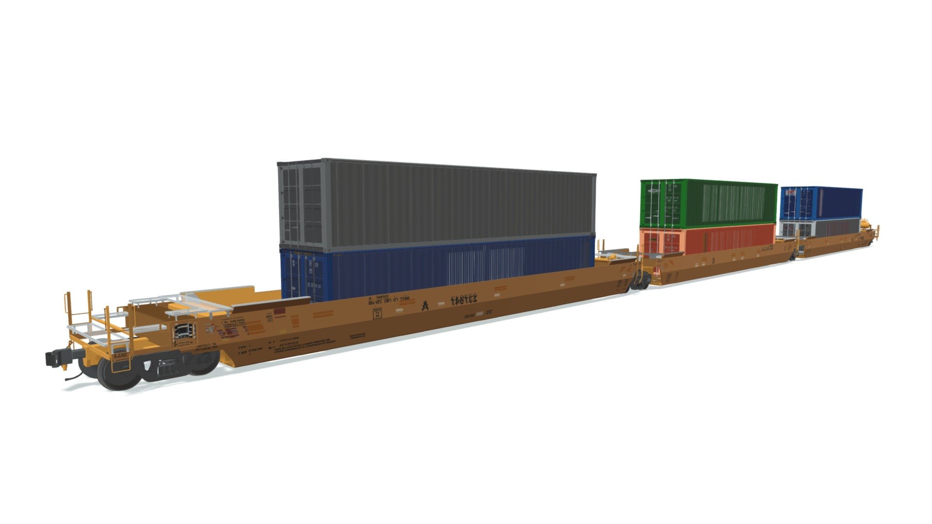 Double Stack Cars with Containers - Buy Royalty Free 3D model by ...