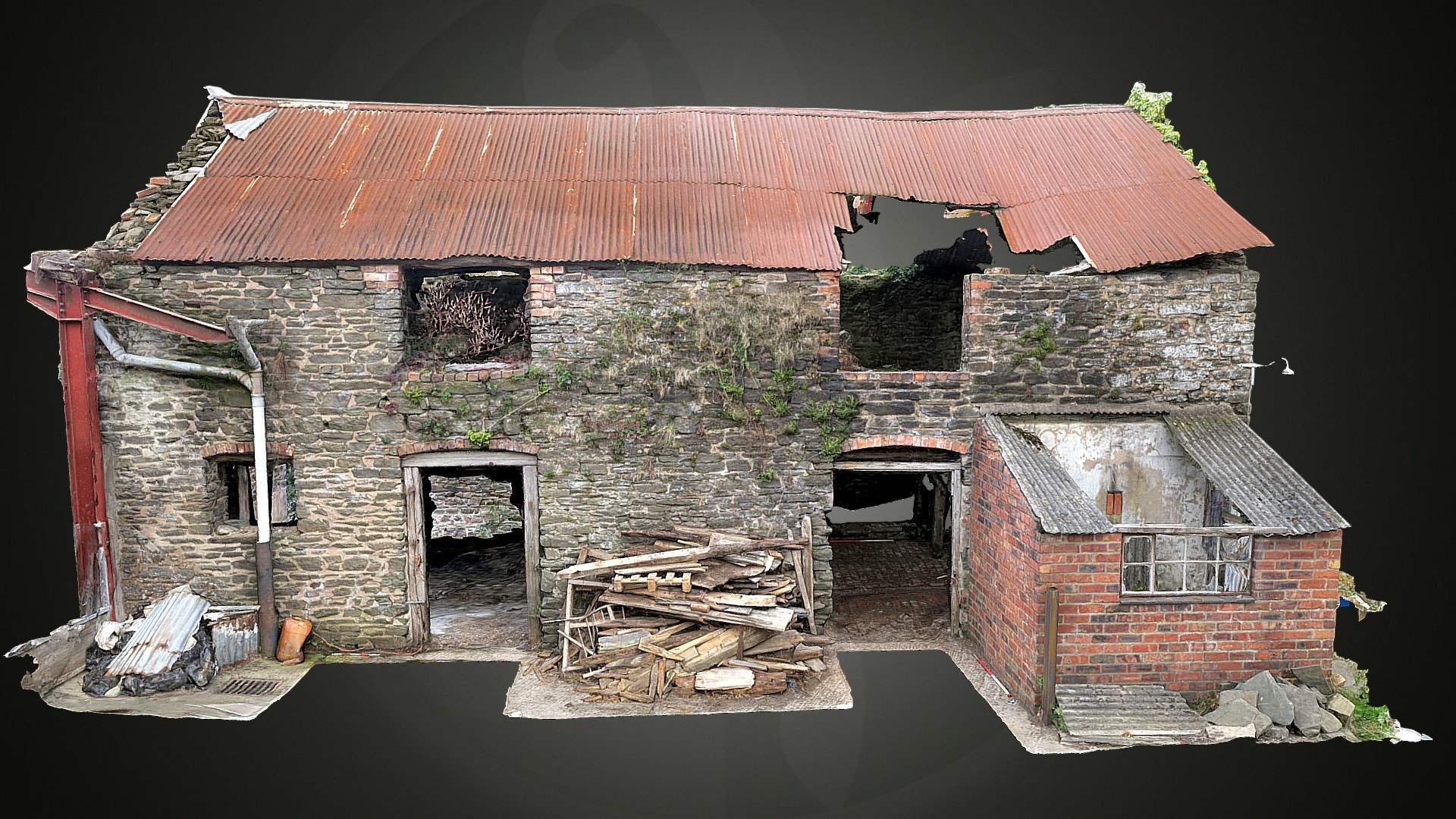 Snailbeach Barn, External View - 3D model by Heneb [a4eb22c] - Sketchfab