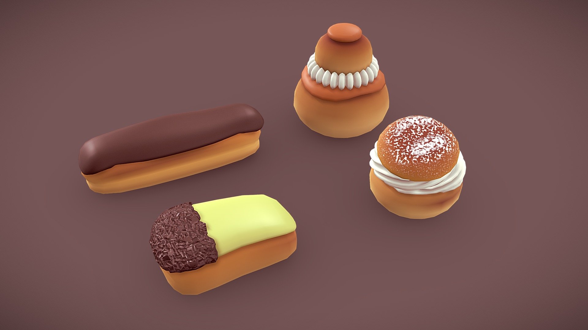 French Pastry Set 03 - Buy Royalty Free 3D model by boriscargo [a4f22a0 ...