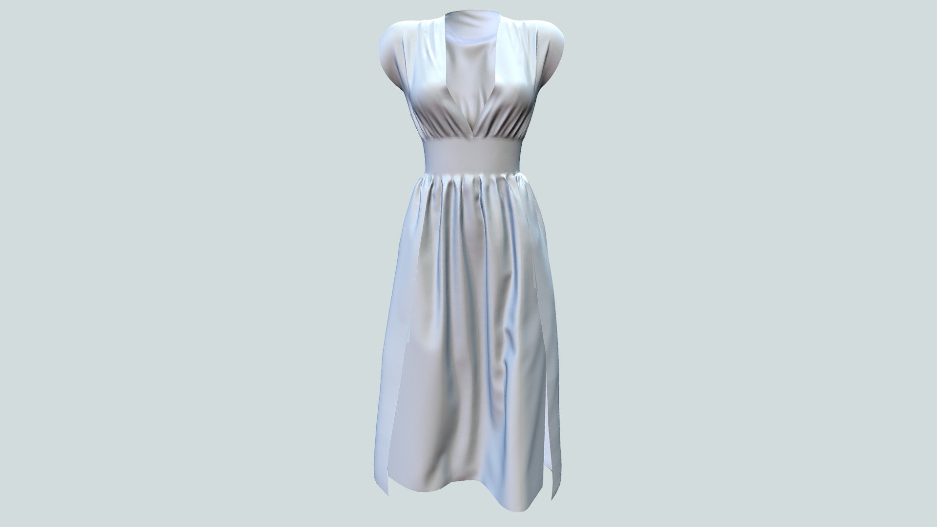 Deev V-neck Sleeveless White Gown With High Slit - Buy Royalty Free 3D ...