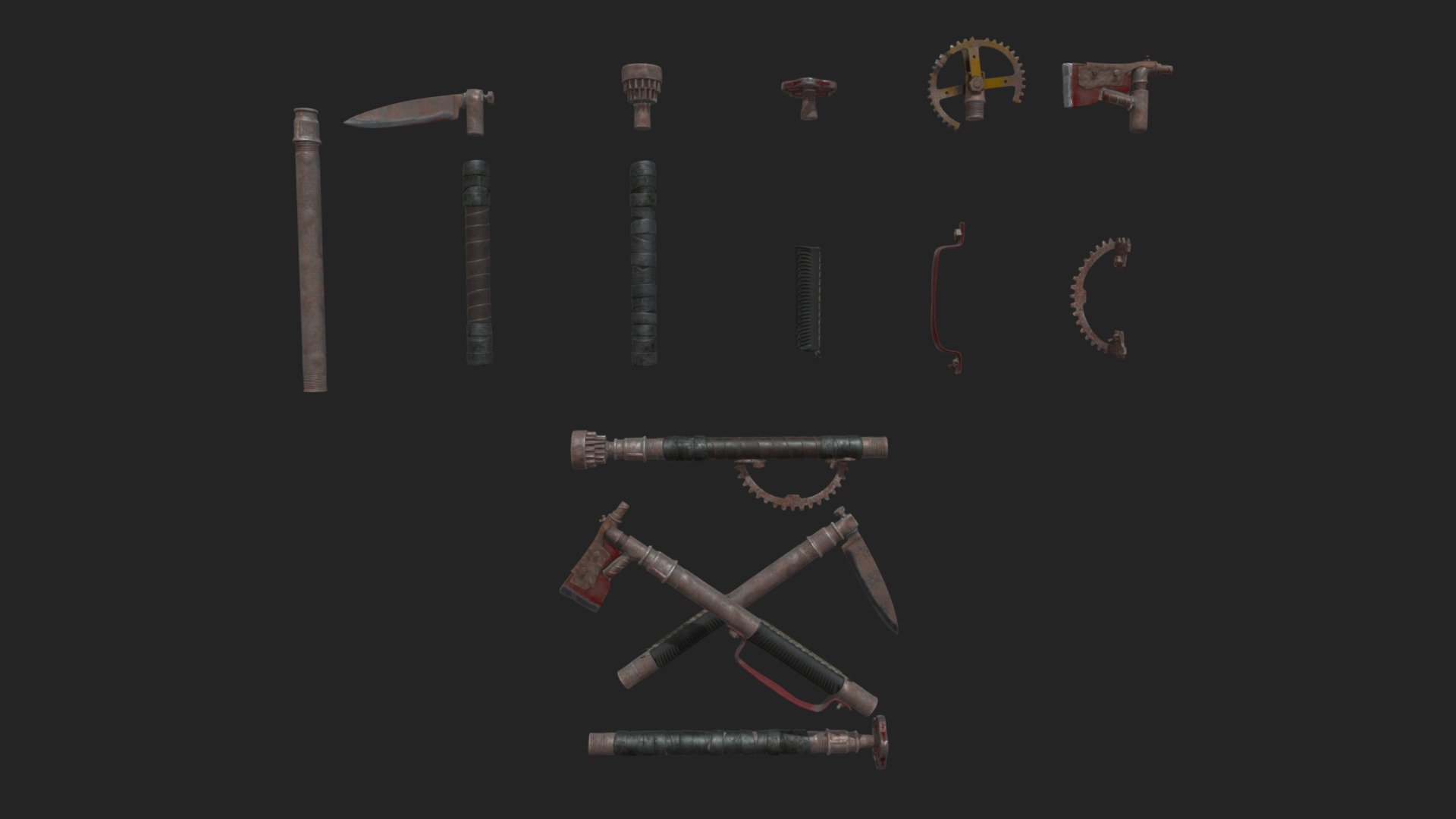 Post Apoc Pipe Weapons, modular scrap weapons - 3D model by ...