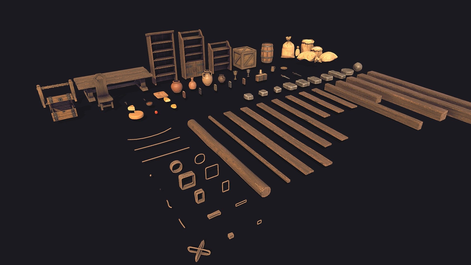 Medieval stylized props (Full Pack - 74 Models) - Buy Royalty Free 3D ...