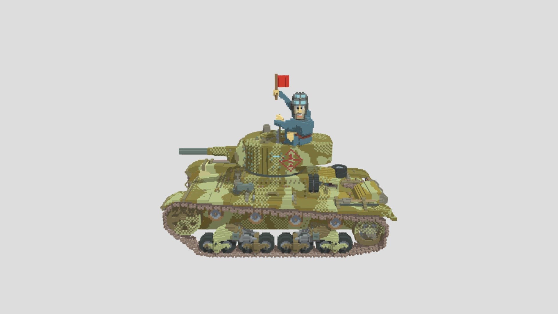 voxel T26 tank in winter camouflage - 3D model by Dmitry Pollack ...