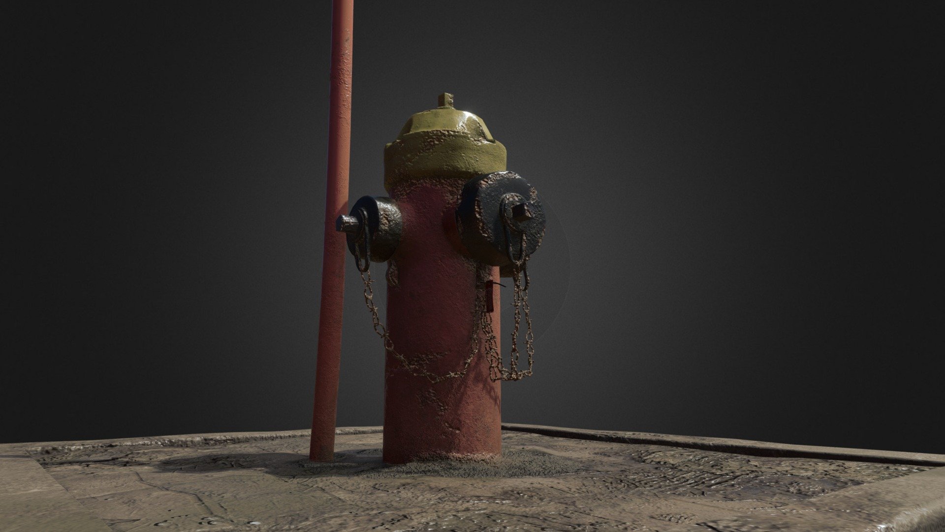 Fire Hydrant Sidewalk Scene - 3D model by ytza_bella [a5452a9] - Sketchfab
