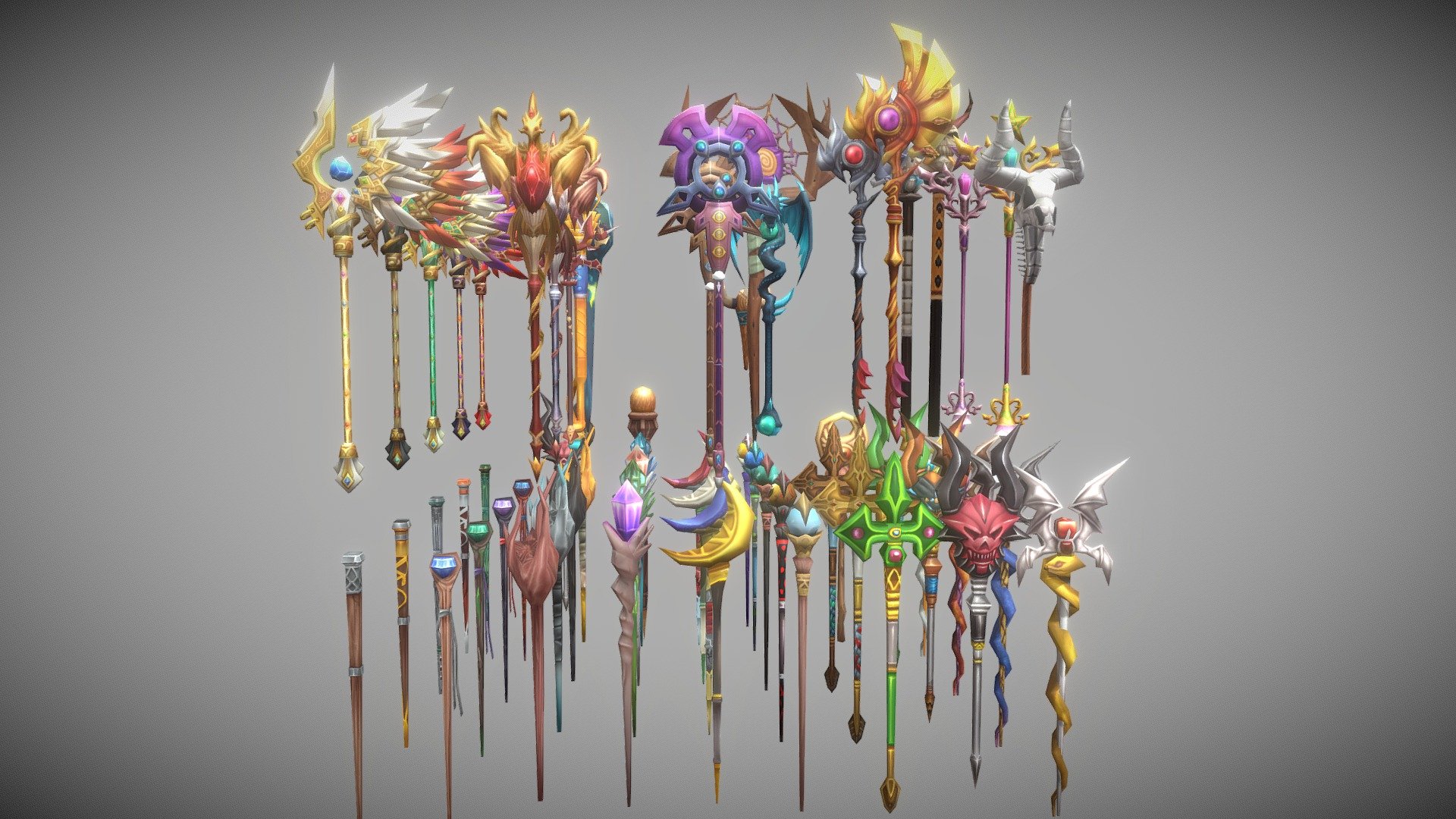 Cartoon Fantasy Staffs (+60) - 3D model by Pixelated Adventures ...