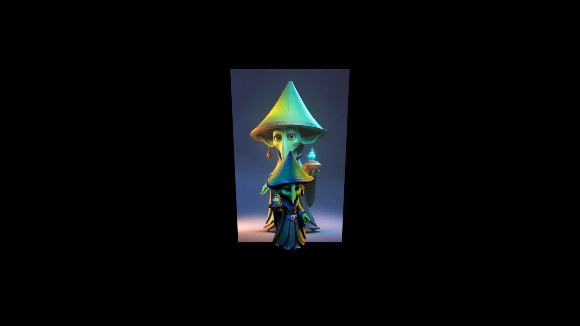 a cartoon character holding a lamp This image sh - Download Free 3D ...