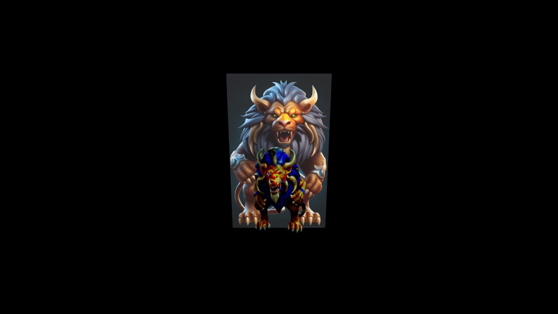 Horned Lion A digital painting of a lio - Download Free 3D model by ...