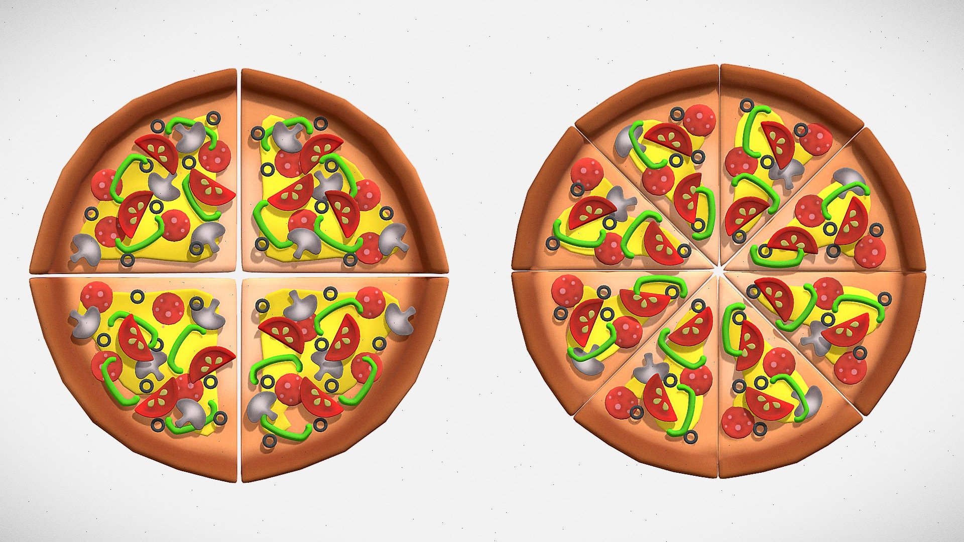 Pizza Fraction Equivalence - 3D model by arloopa [a561047] - Sketchfab