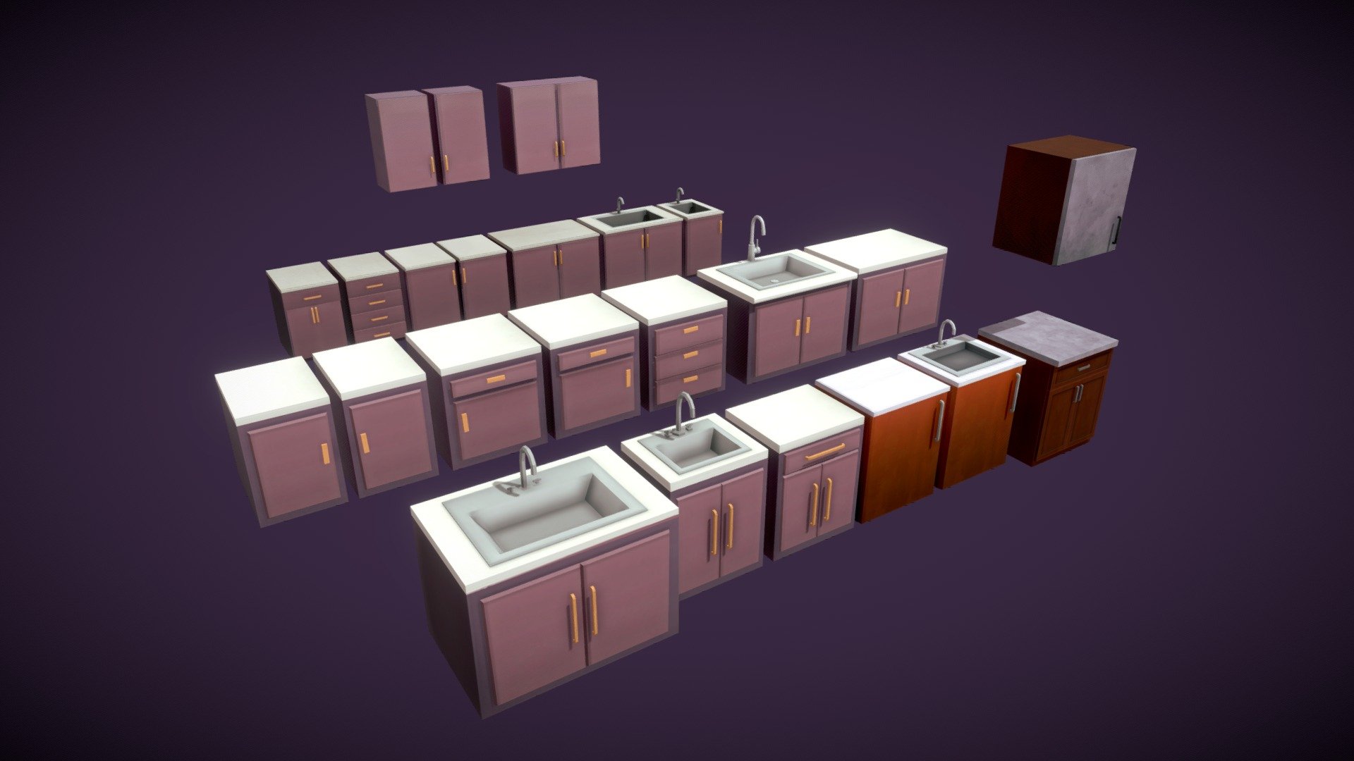 Stylised Kitchen Cabinets - Buy Royalty Free 3D model by Ghan ...