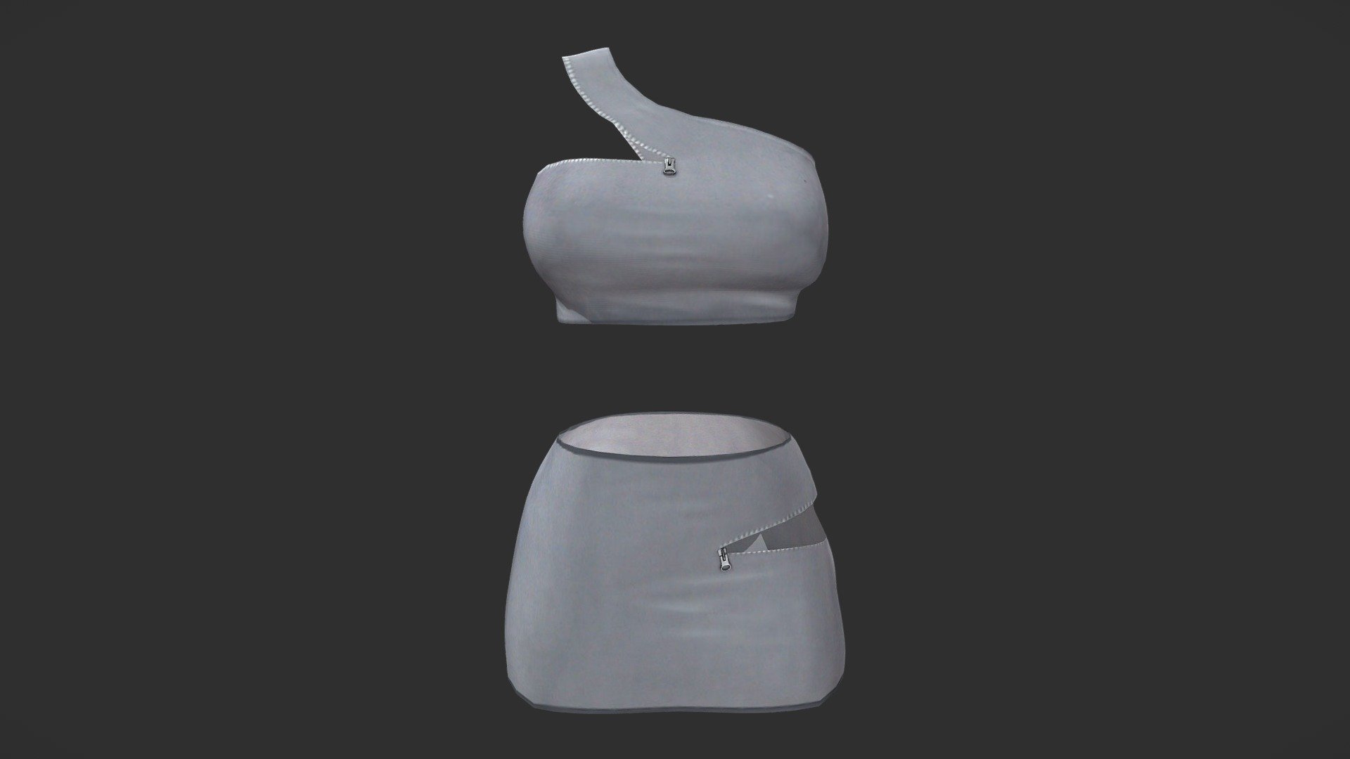 Female Zip Cutout Skirt And Top Outfit - Buy Royalty Free 3D model by ...