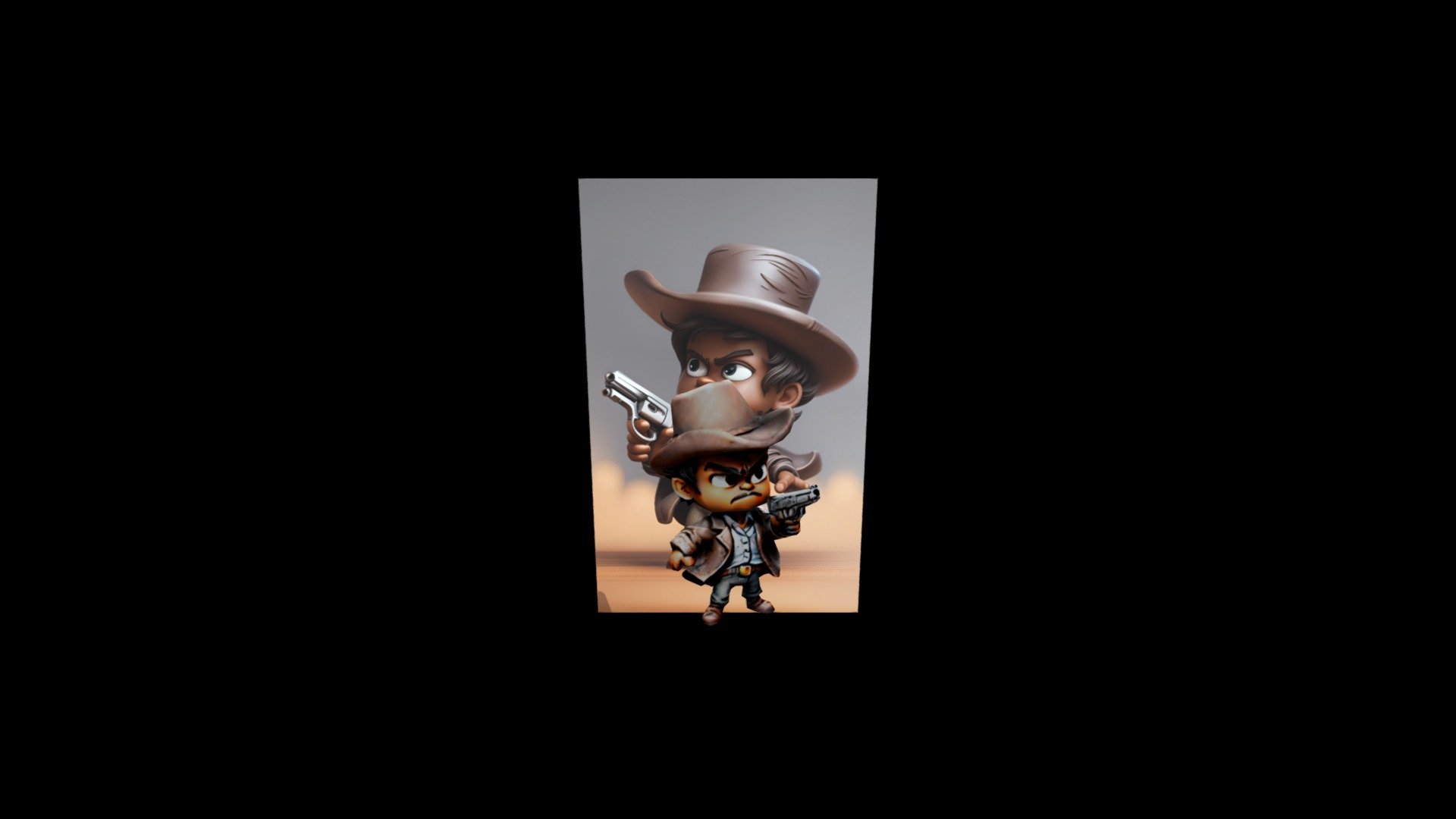 "Chibi Cowboy with Gun" A chibi-style illustr - Download Free 3D model ...
