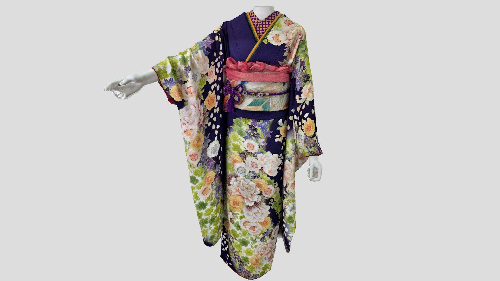 Furisode Flowers and Blue - 3D model by Koto3D Stephane Vogley ...