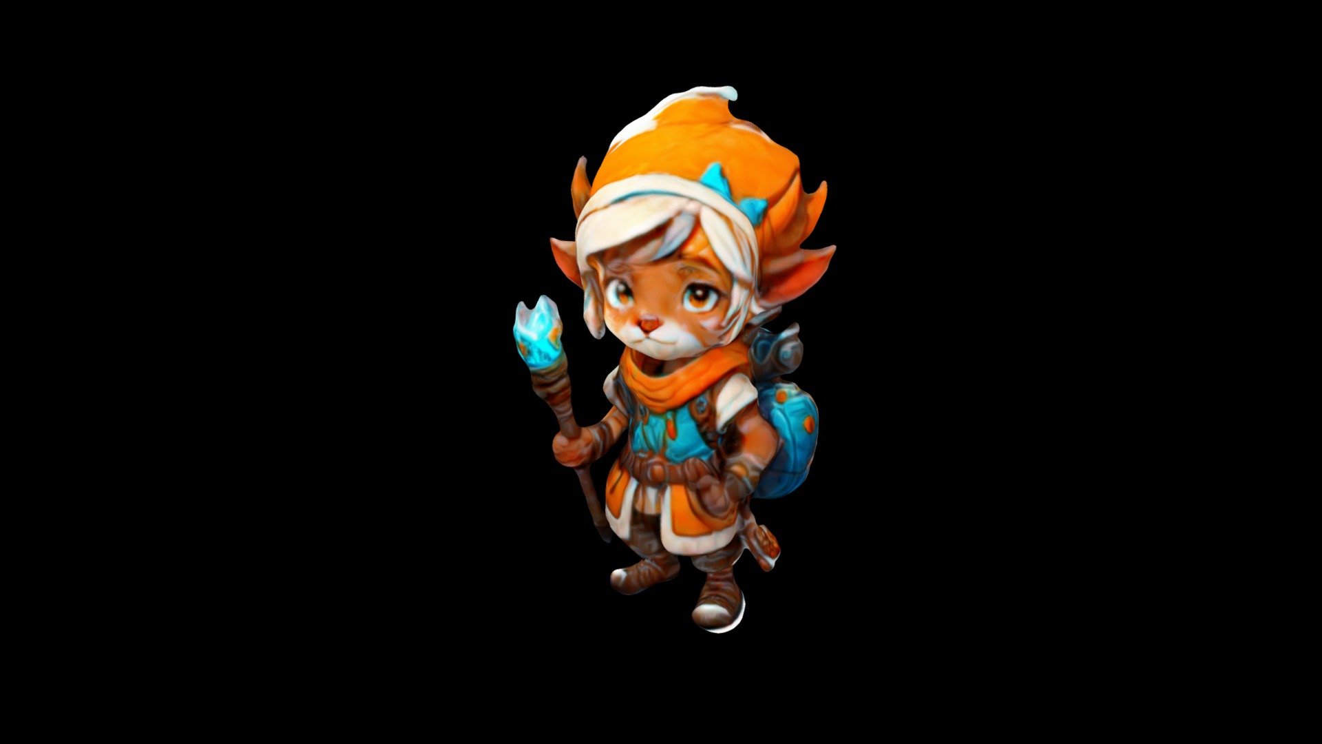 a white cat dressed as a wizard in its left hand - Download Free 3D ...