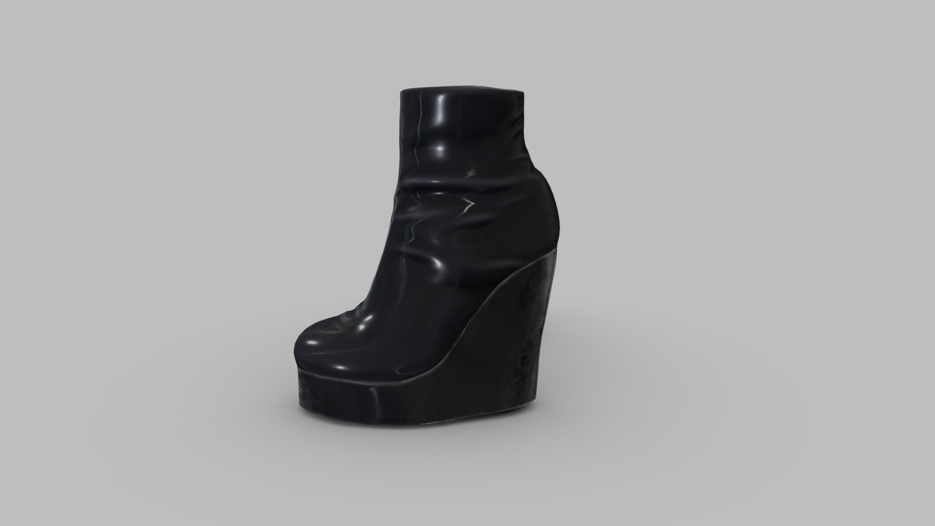 Female Black Leather Wedge Platform Boots - Buy Royalty Free 3D model ...