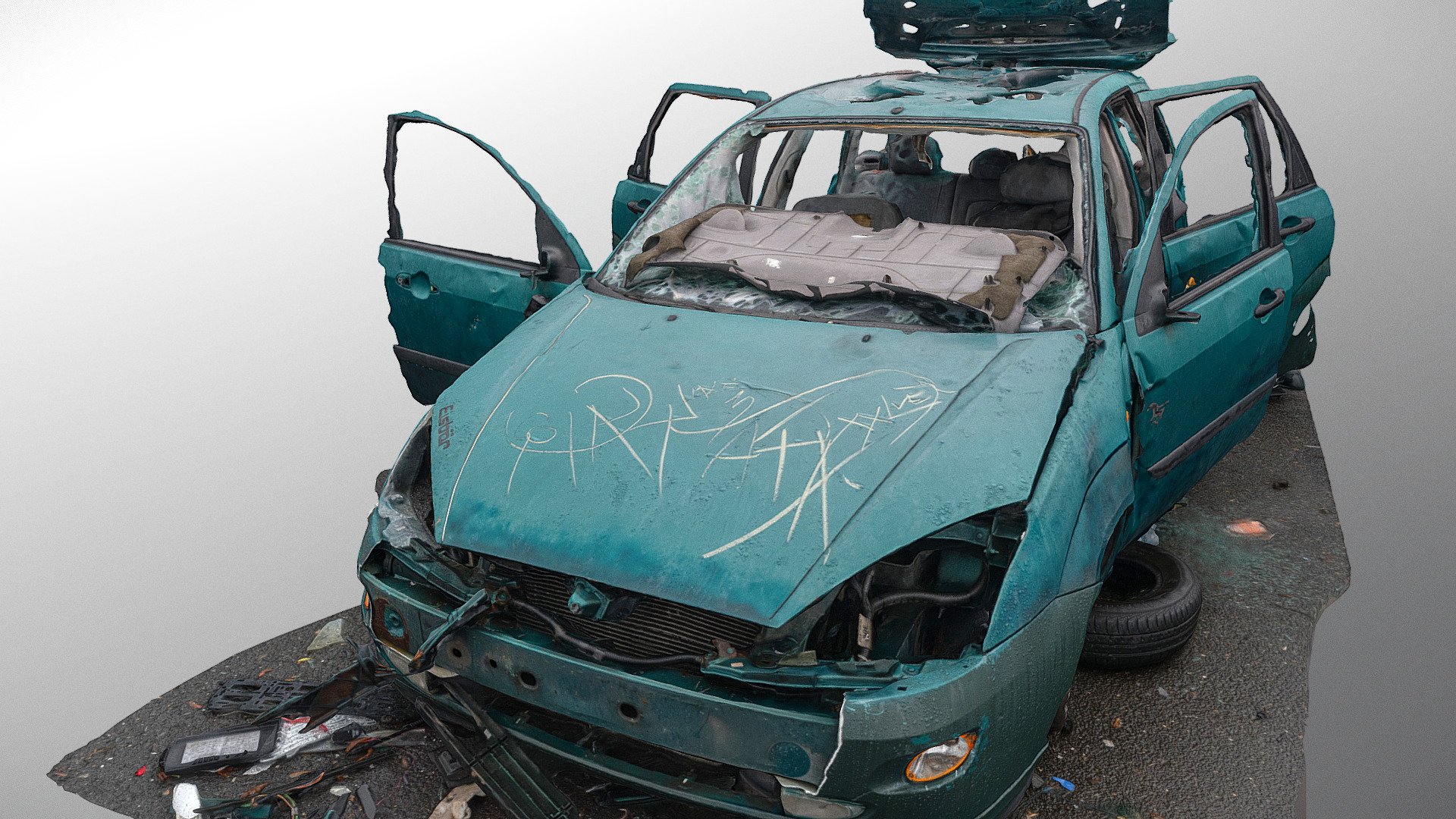 Green car wreck - 3D model by matousekfoto [a5b233d] - Sketchfab