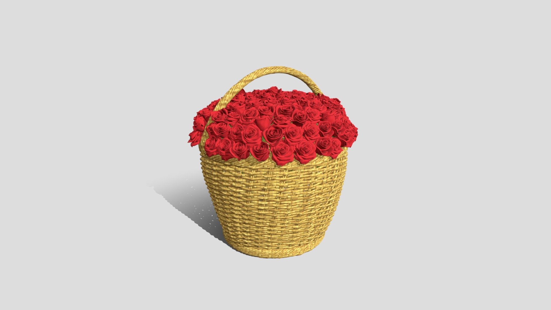 Beautiful basket of flowers Red roses - Download Free 3D model by ...