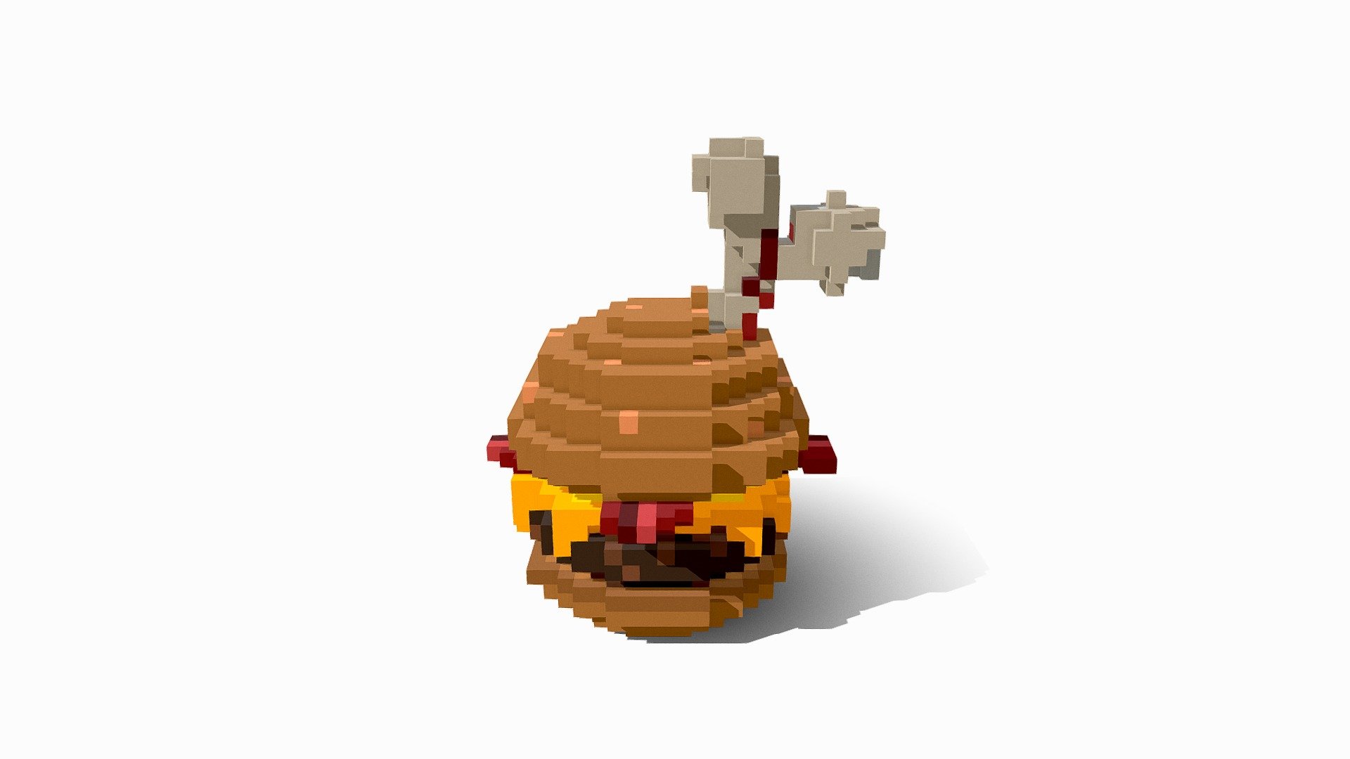 Voxel Bone Burger Bacon - 3D model by vizuu3d [a5c1a8d] - Sketchfab