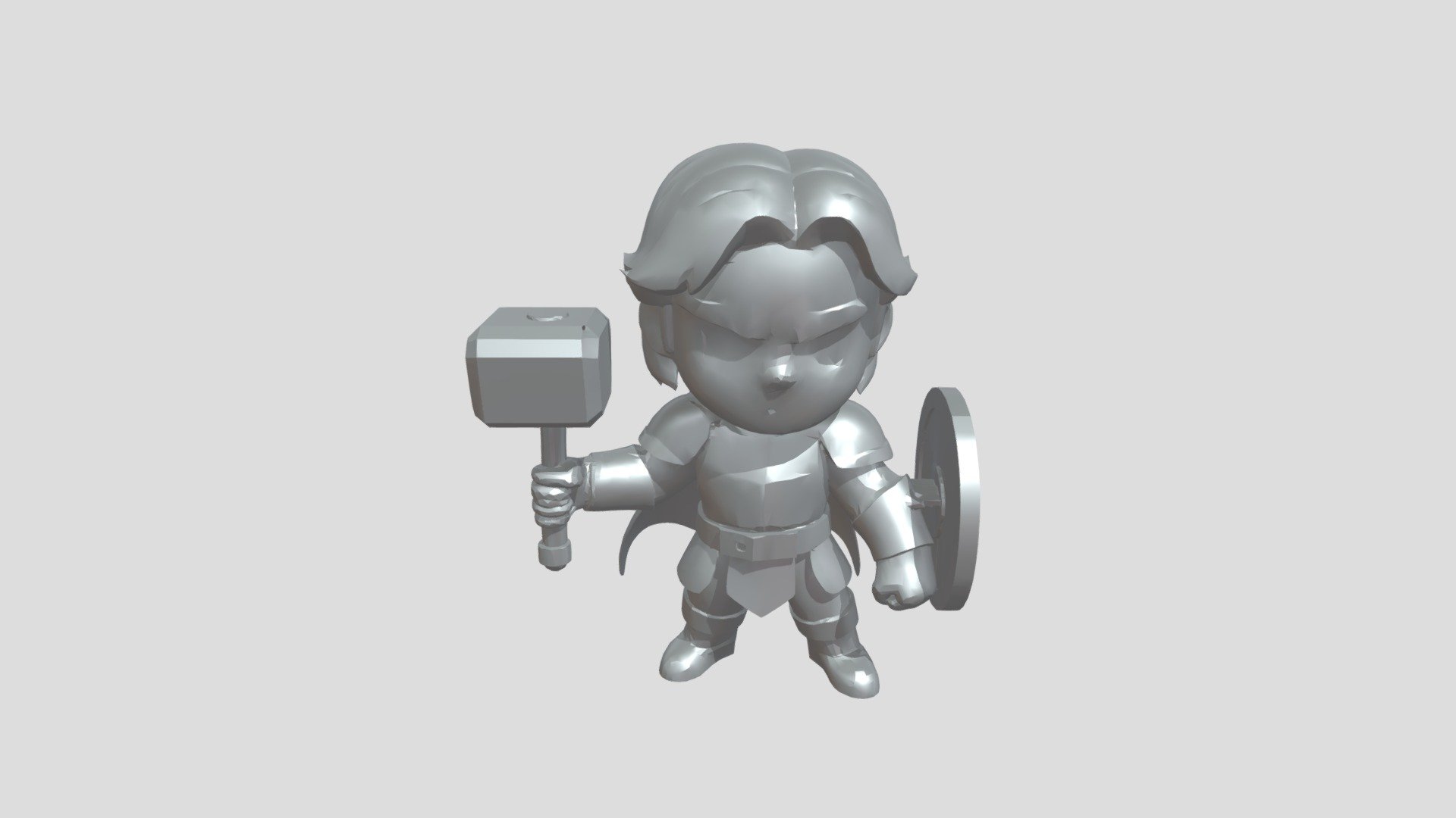 Chibi warrior with hammer and shield - 3D model by valalove30 [a5e8f70 ...