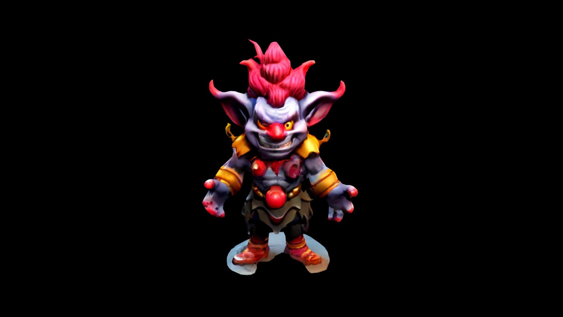 An angry clown creature with red hair, yellow ey - Download Free 3D ...