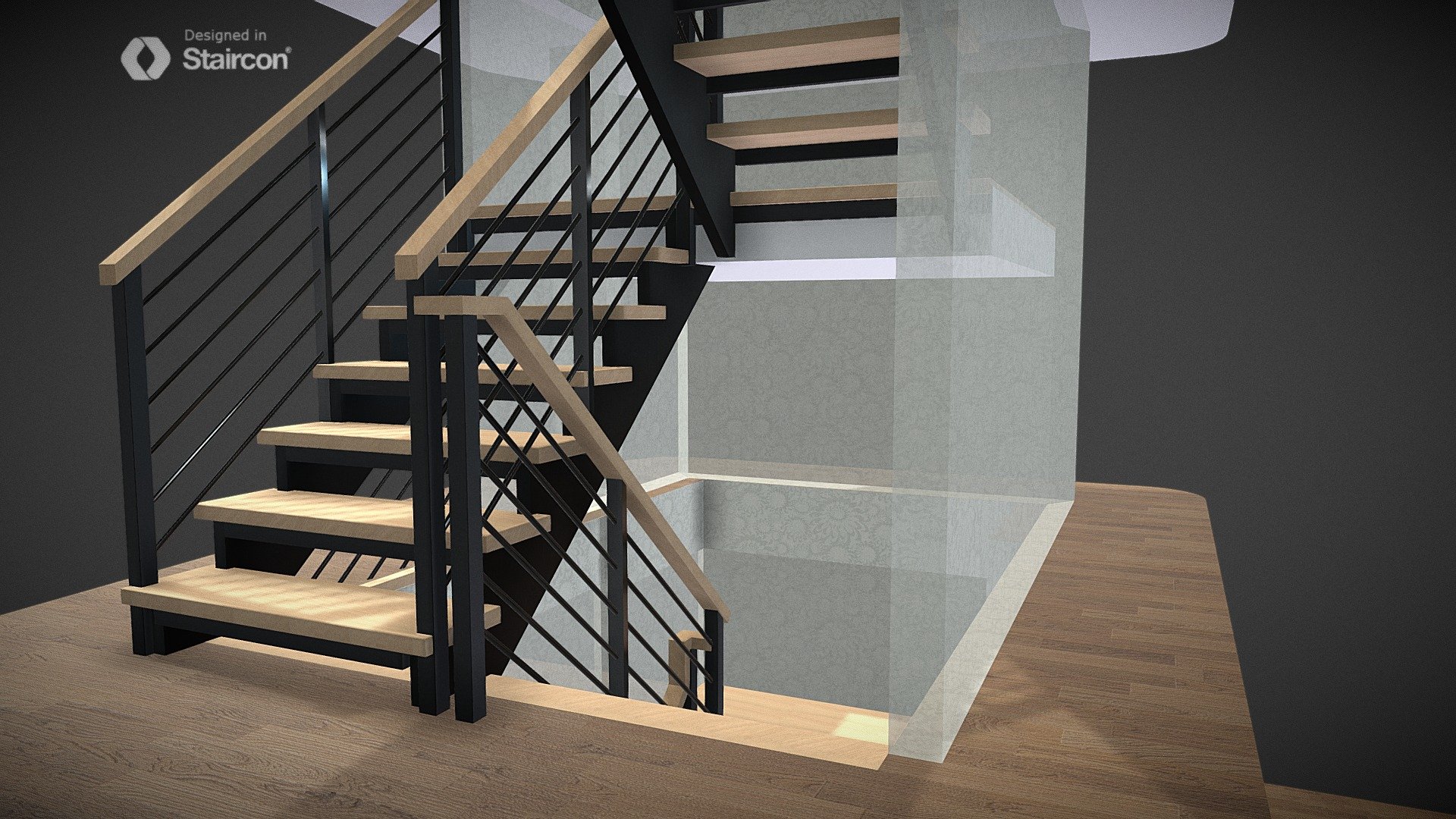 Switchback With Iron Bars - 3D model by 3D Software for Stair Design ...