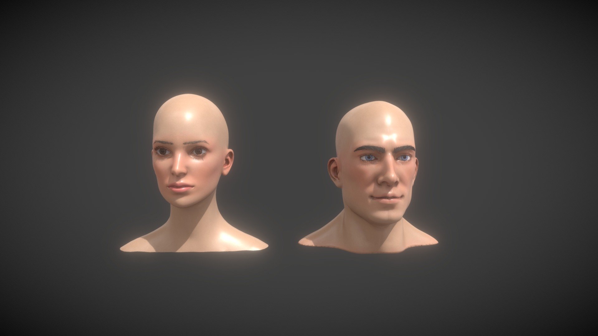 Male Female Heads Animated Facial Expressions - Buy Royalty Free 3D ...