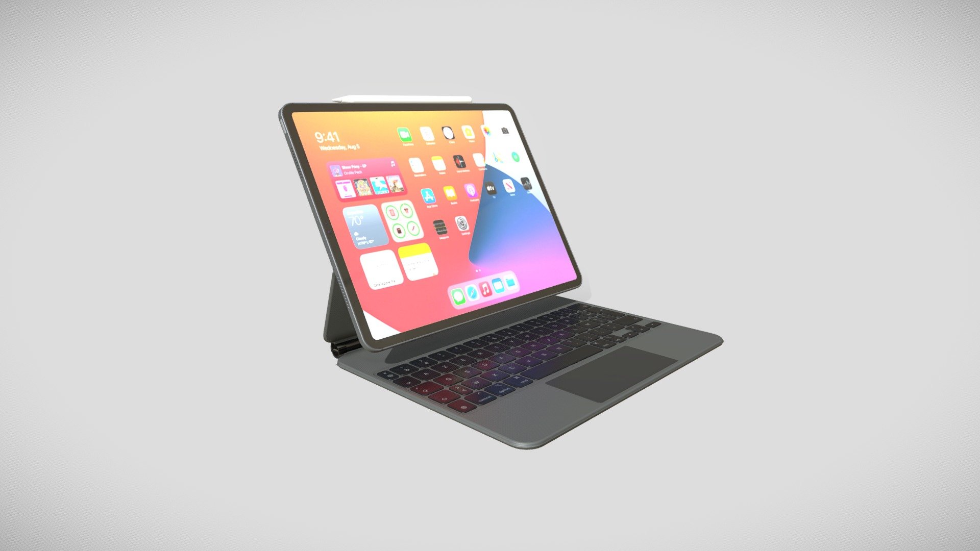iPad Pro 2021 + Magic Keyboard + Apple Pencil 2 - Buy Royalty Free 3D ...