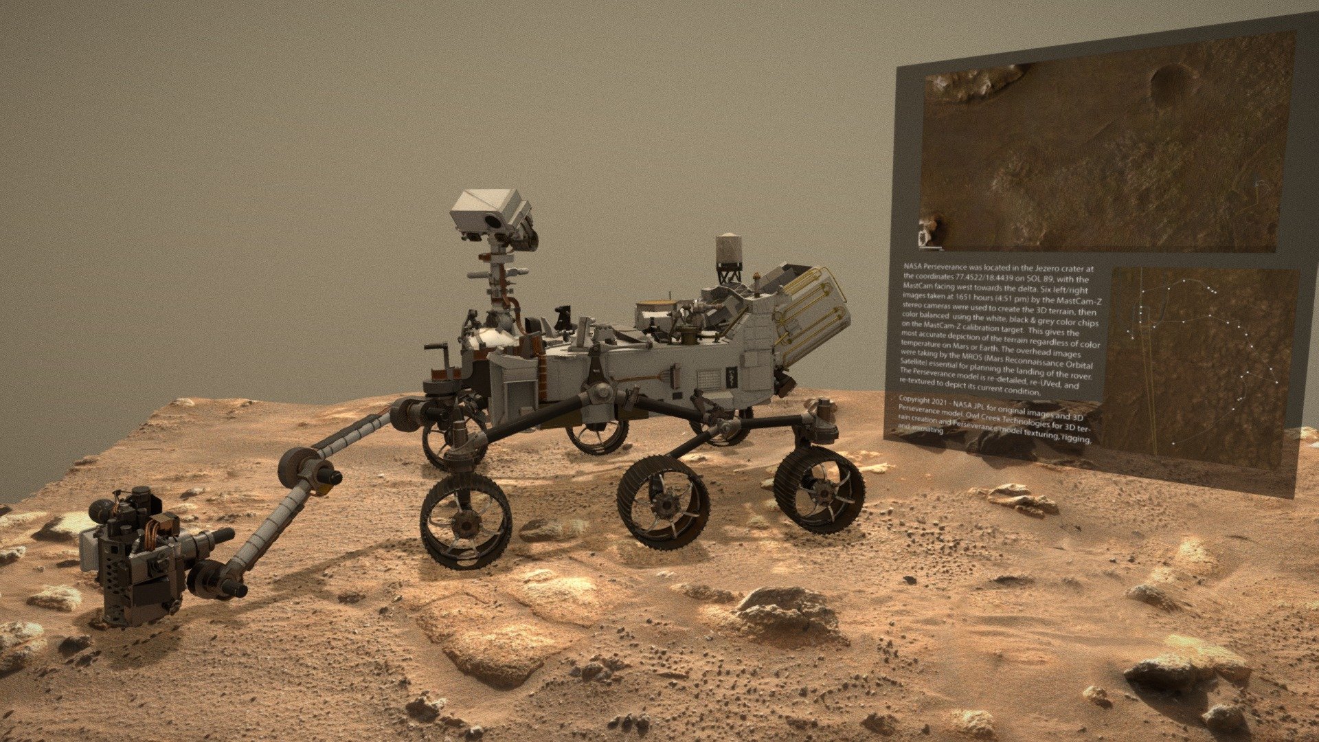 Perseverance SOL 89 around 16:51 - 3D model by Owl Creek Technologies ...