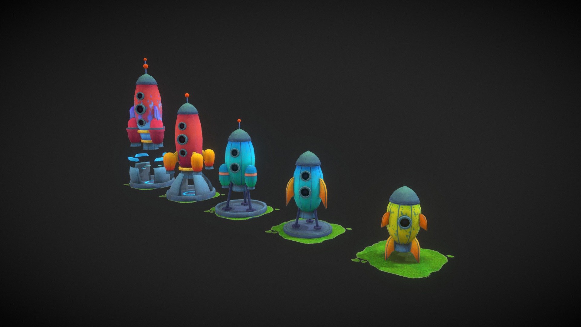 Stylized Space Rockets 🚀 - 3D model by xurrc [a6610c4] - Sketchfab