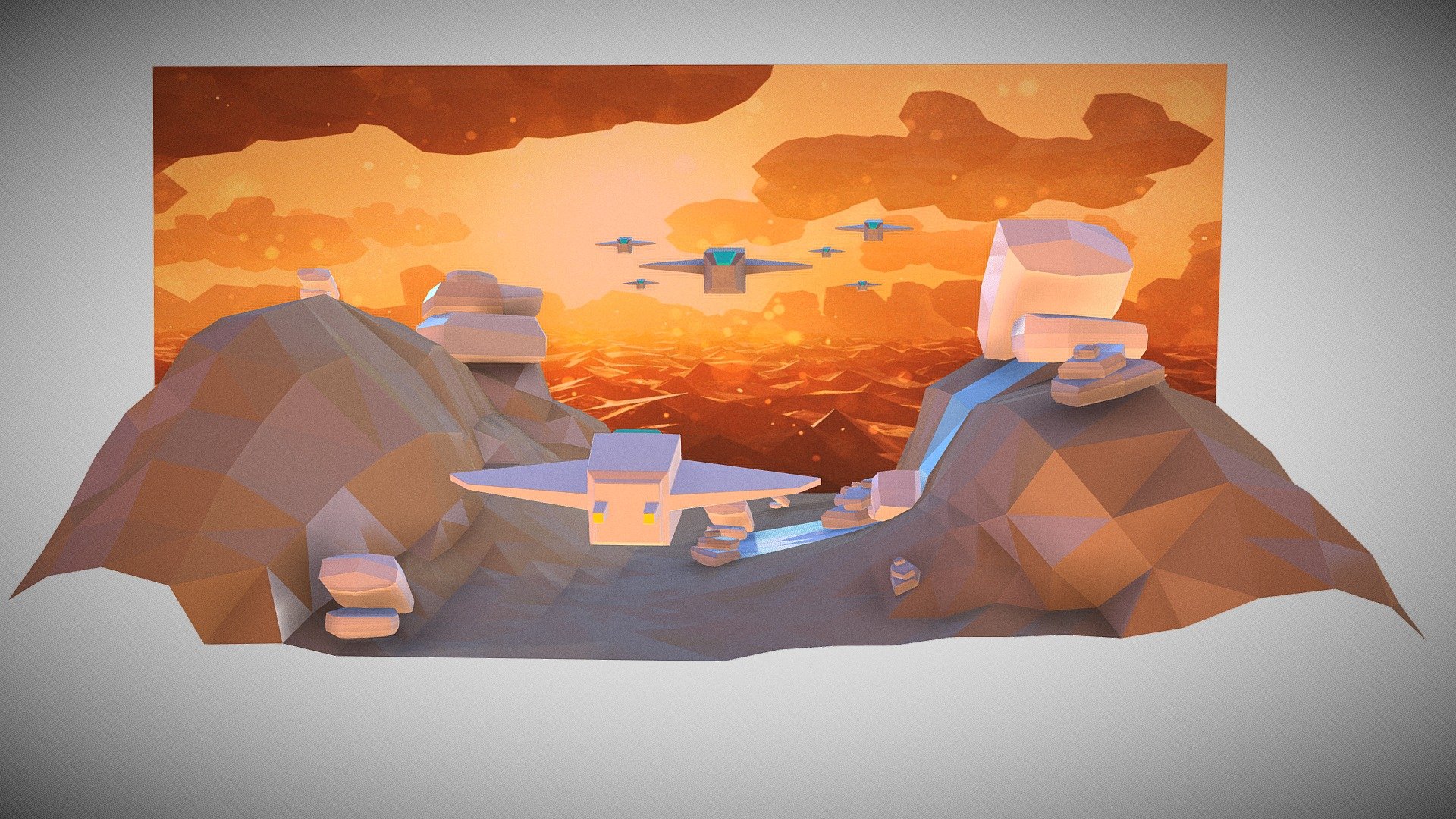 Polygon Art Scene spaceship - 3D model by fercm10 [a6692bd] - Sketchfab