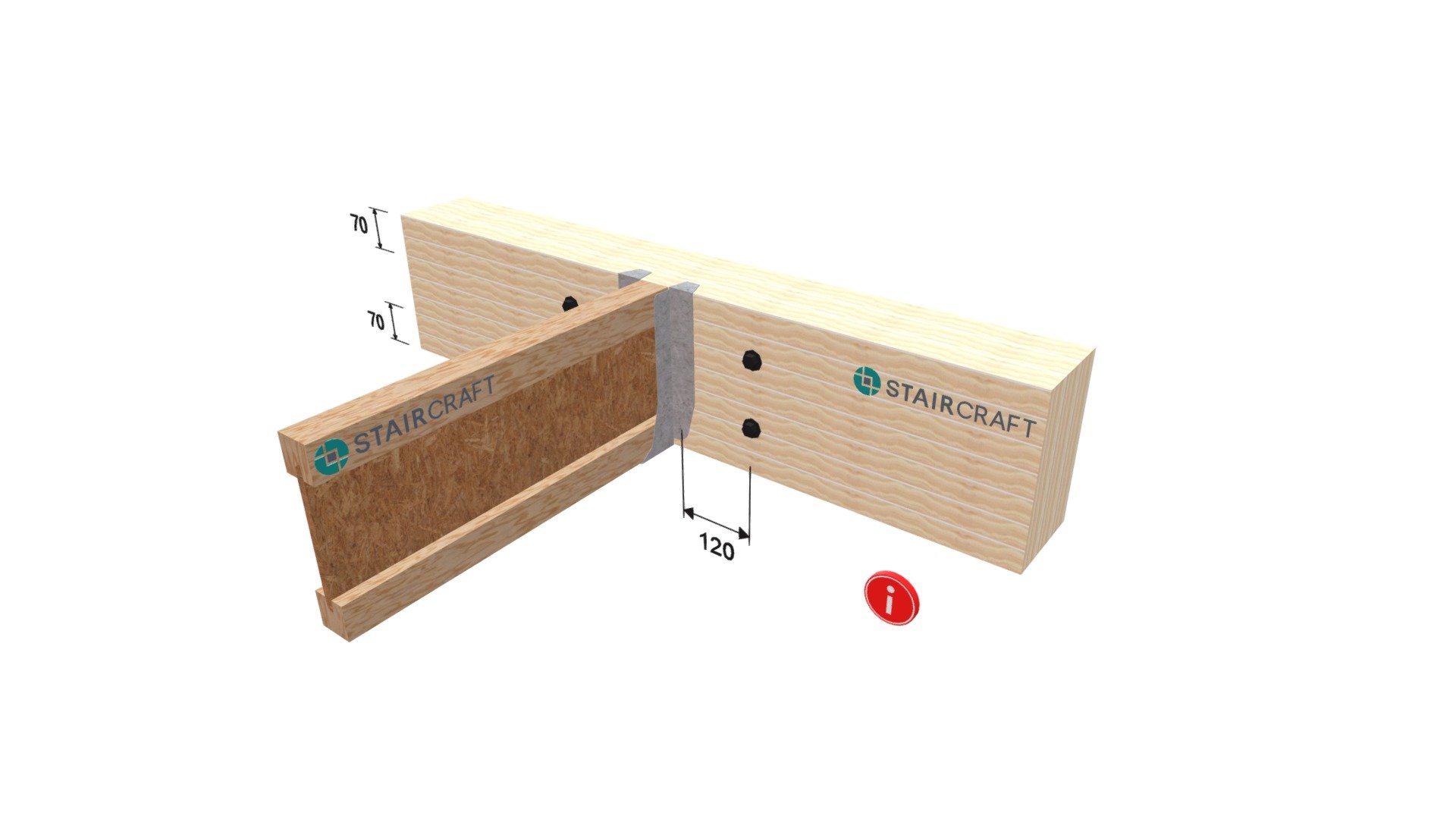 Staircraft - (i34g) Bolted 3 ply beam connection - 3D model by bimstore ...