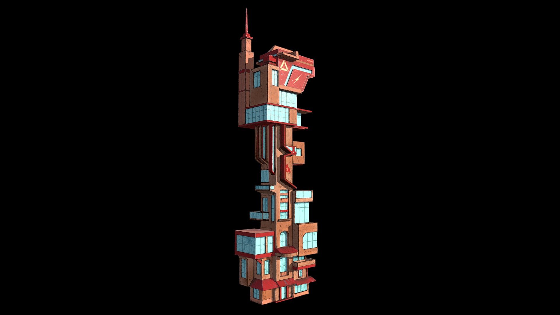 Cartoon Bulding - 3D model by cyndyk_ids [a687278] - Sketchfab