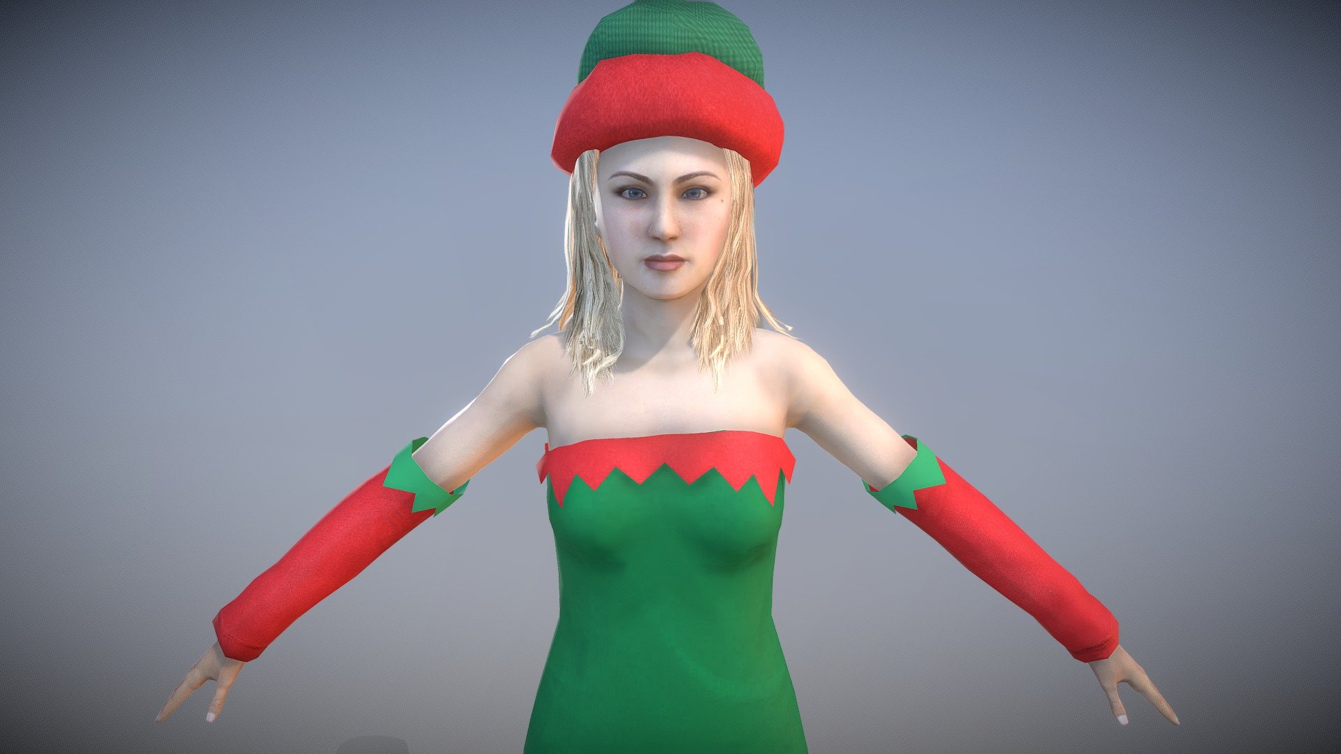 Lady in Christmas Costume - 3D model by animod [a68b914] - Sketchfab