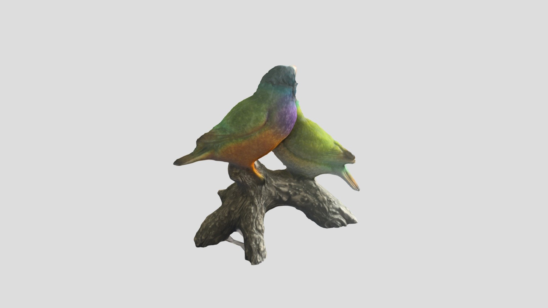 2 Birds Siting On A Pieic Of Wood - Download Free 3D model by ...