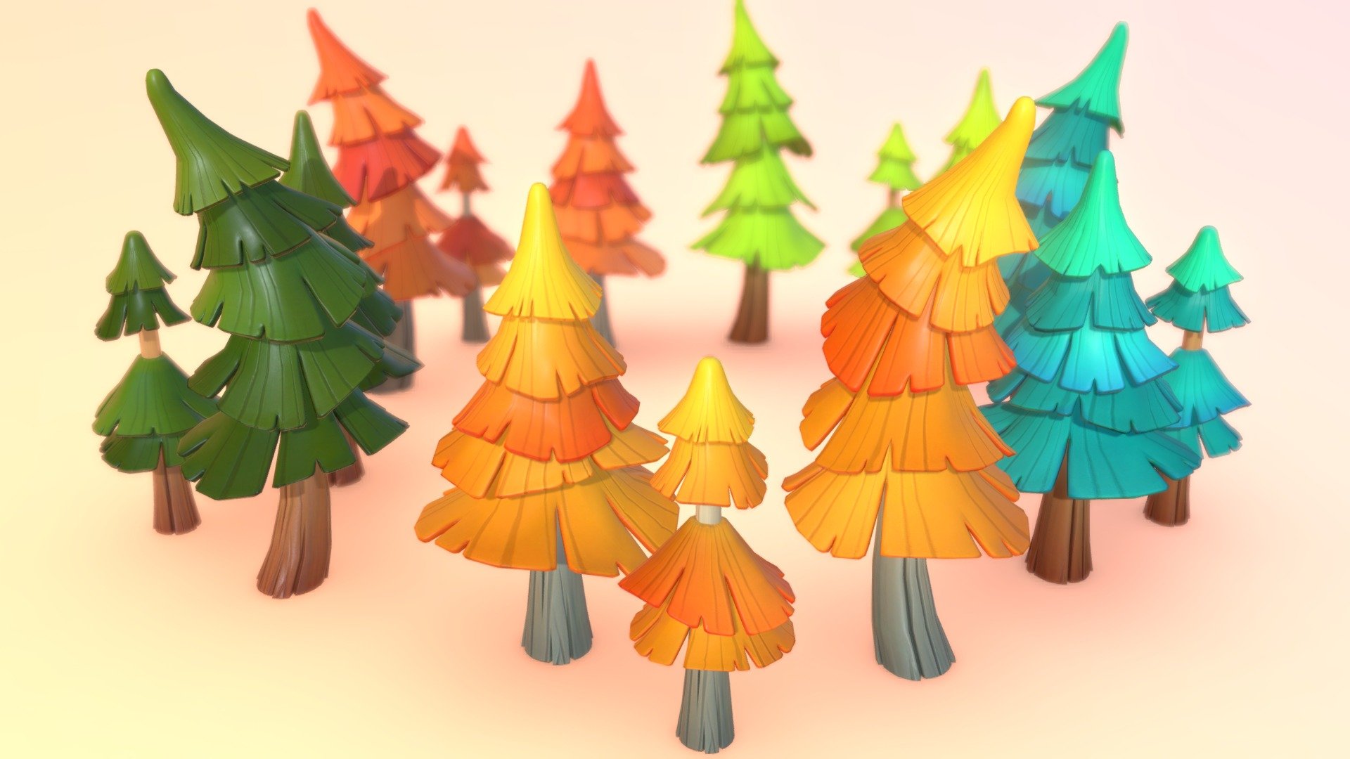 Pine Trees 003 - Buy Royalty Free 3D model by Stylized Box (@Stylized ...