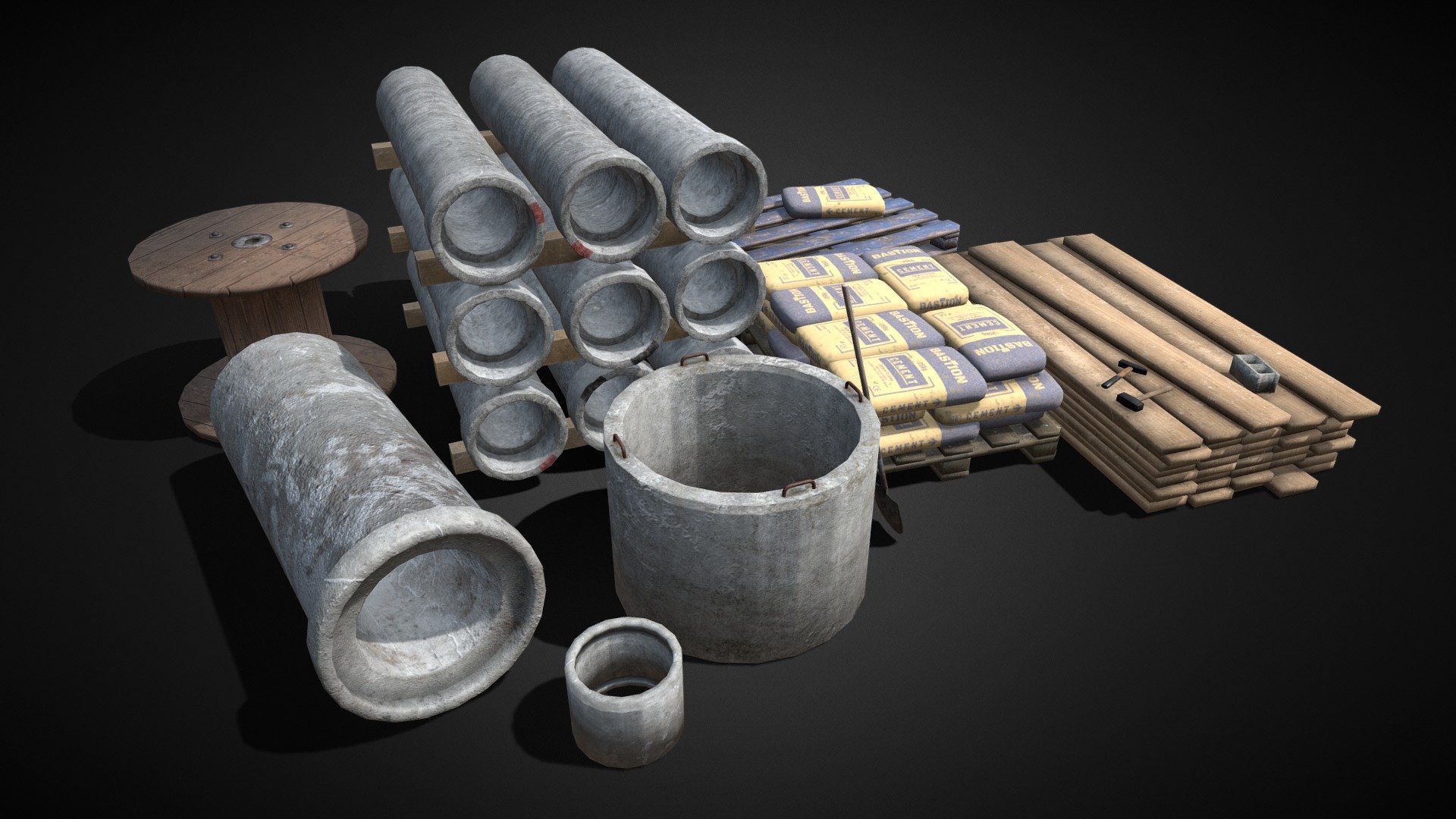 Construction Site Asset Pack - Download Free 3D model by vmatthew ...