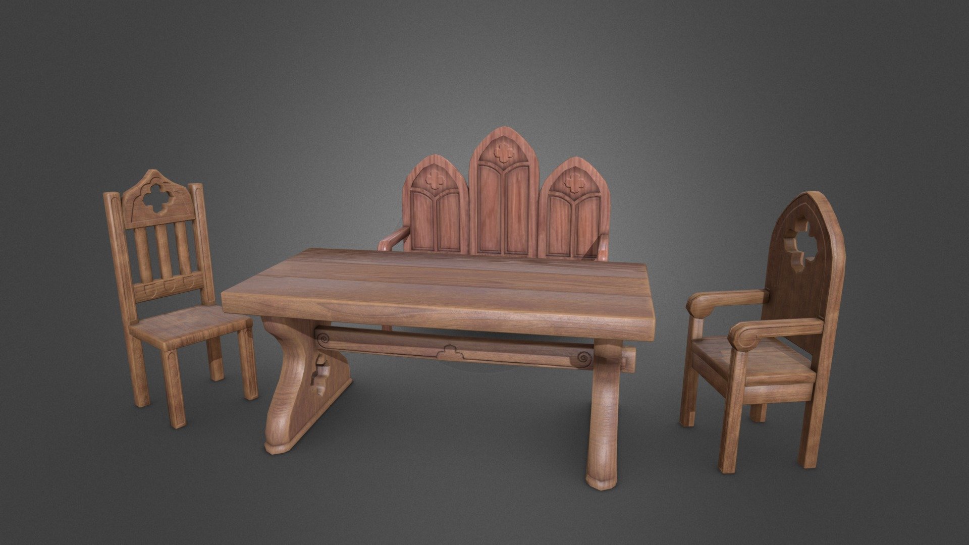 Renaissance Furniture - Table Chairs Bench - Buy Royalty Free 3D model ...