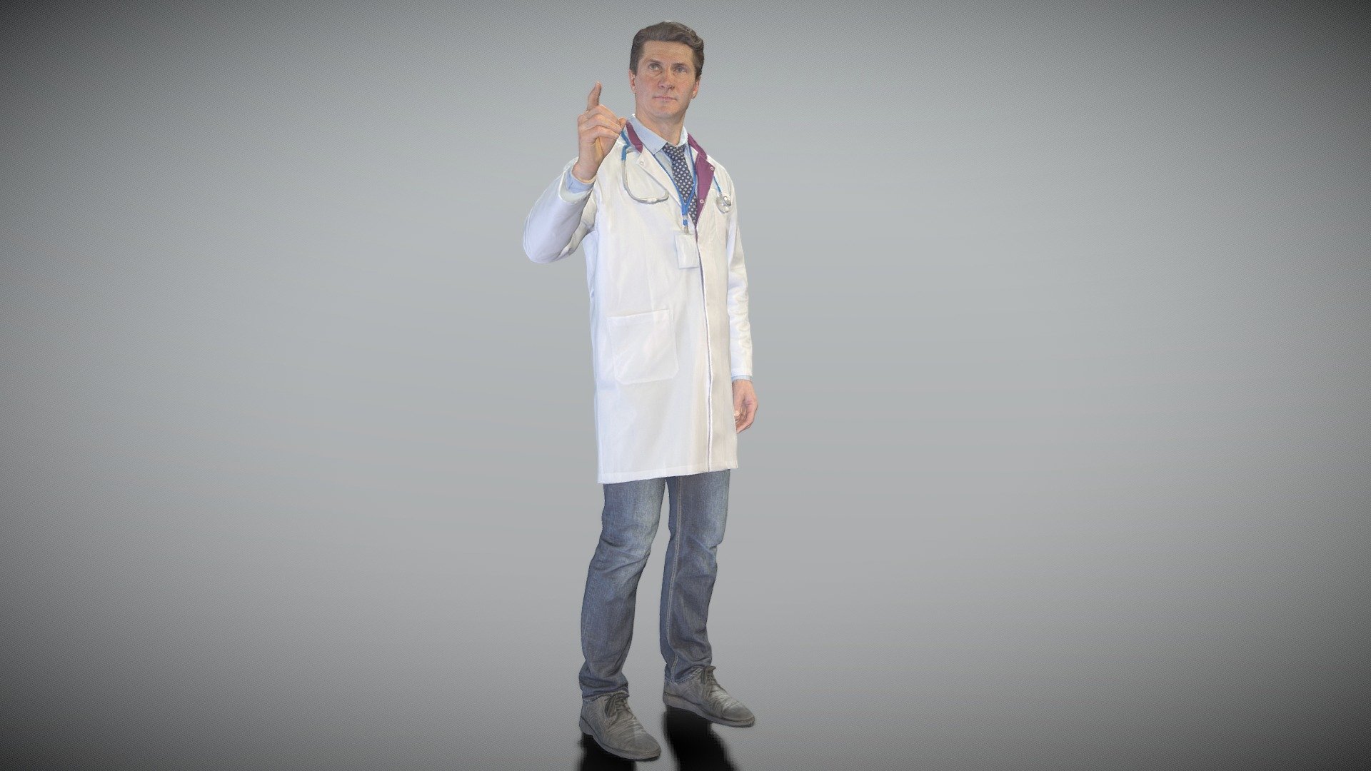 Male doctor pointing at something 279 - Buy Royalty Free 3D model by ...