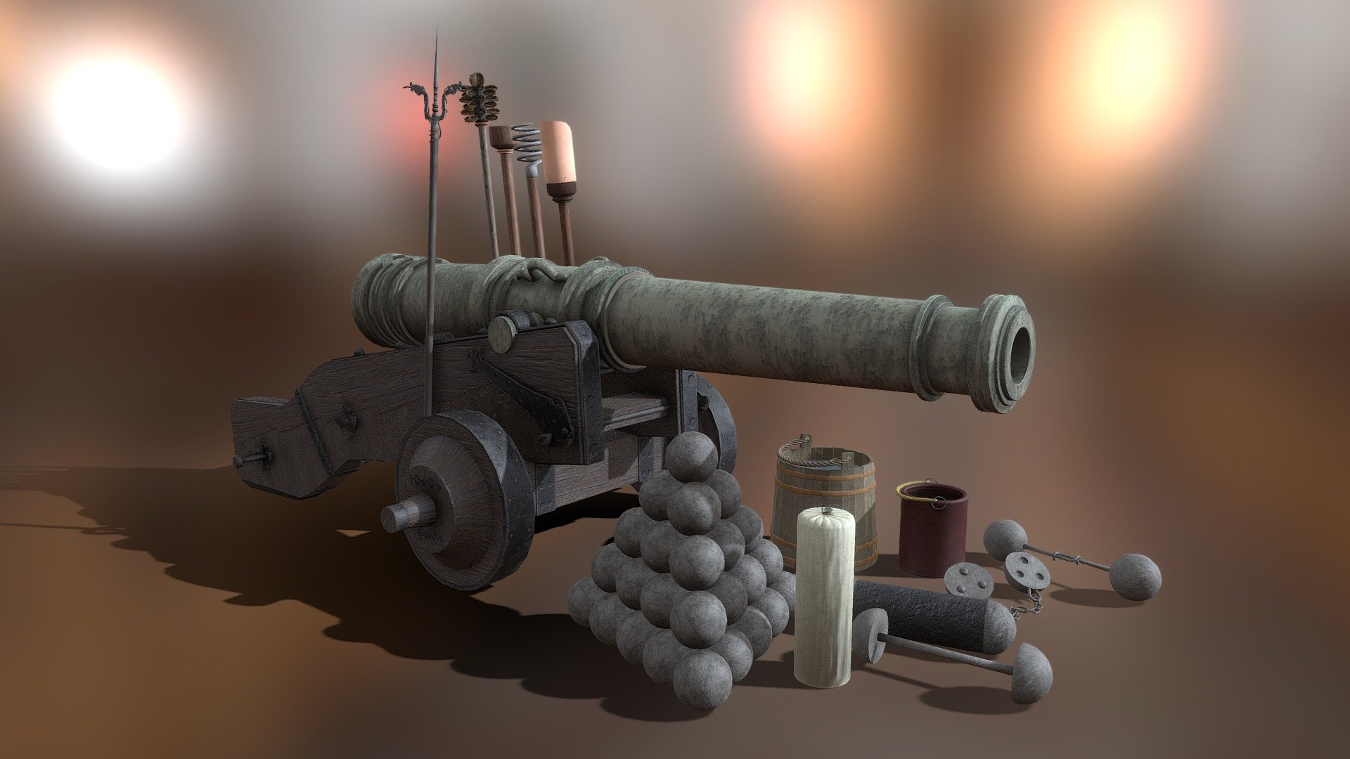 30-pound cannon - 17th century - 3D model by visualdimension [a70080c] - Sketchfab