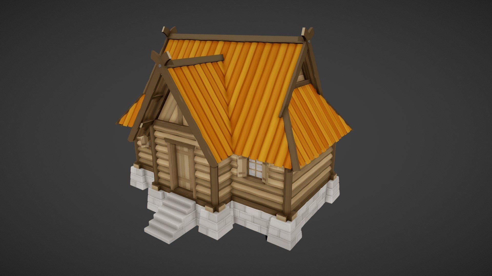 Medieval Village - Low poly log house 2 - 3D model by Nicrom [a710778 ...