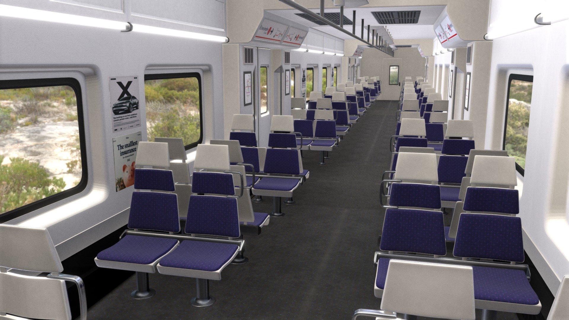Interior of a commuter train - Buy Royalty Free 3D model by Tijerín Art ...