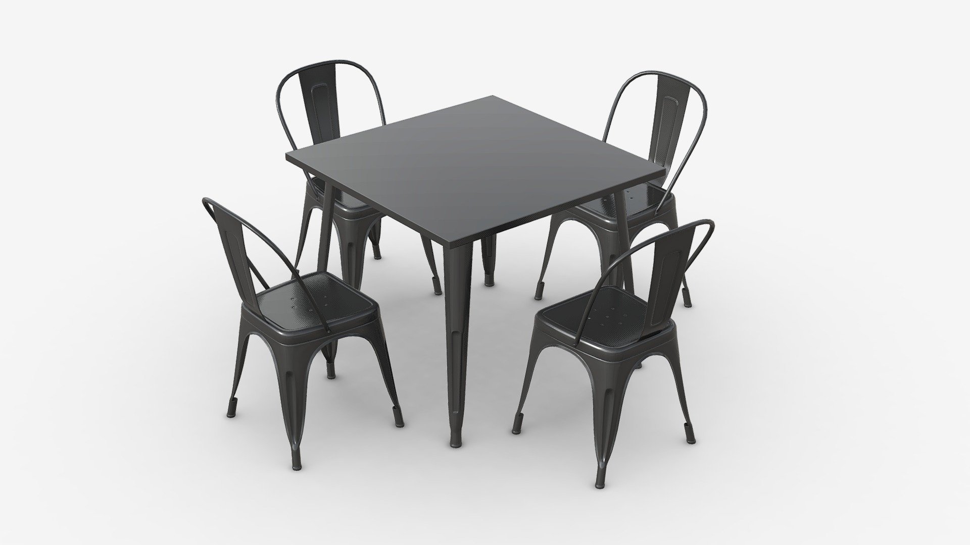 Square Dining Outdoor Table with Chairs - Buy Royalty Free 3D model by ...