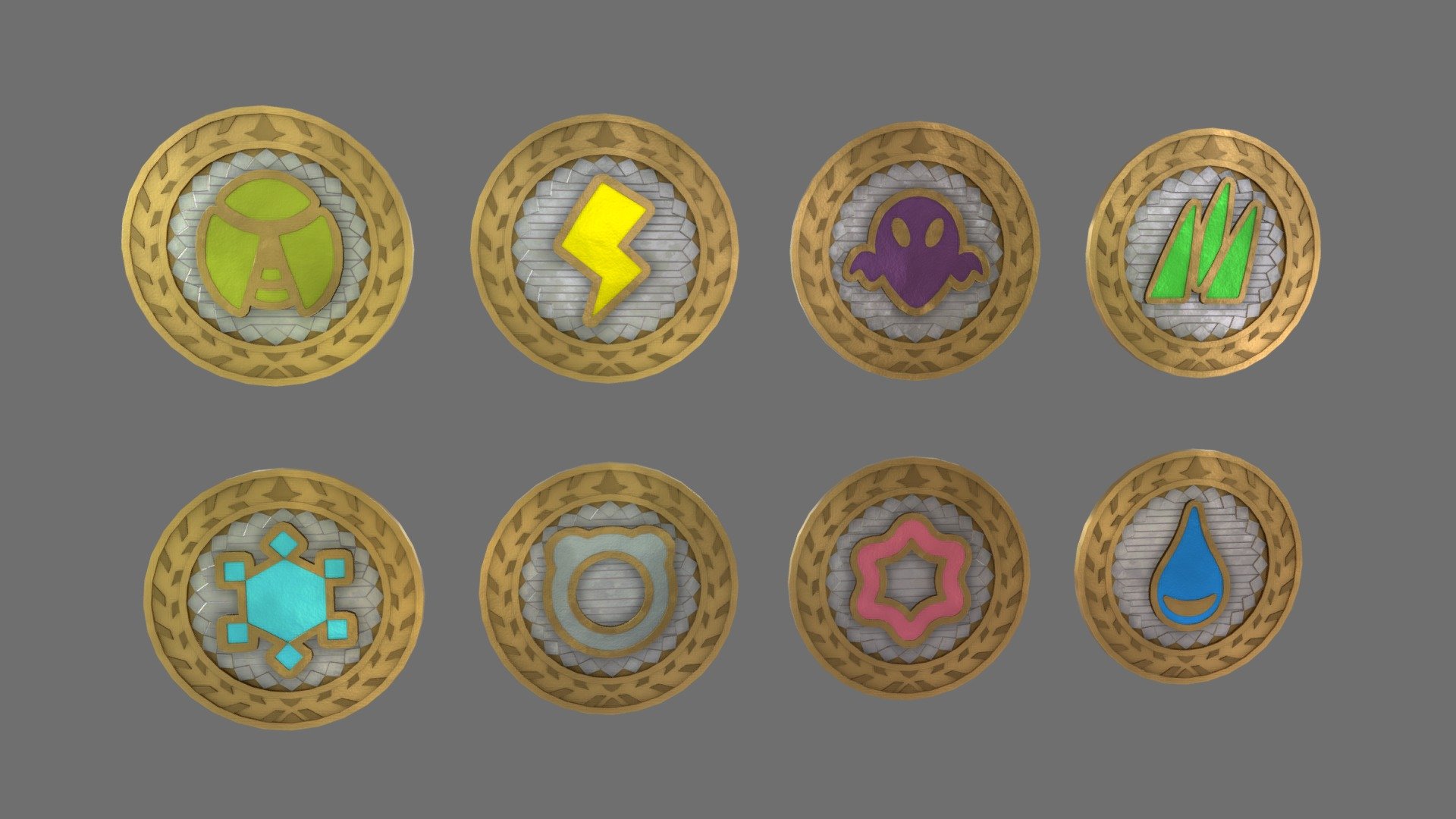 Pokemon Paldea Gym Badges - 3D model by LucasPresoto [a731c84] - Sketchfab