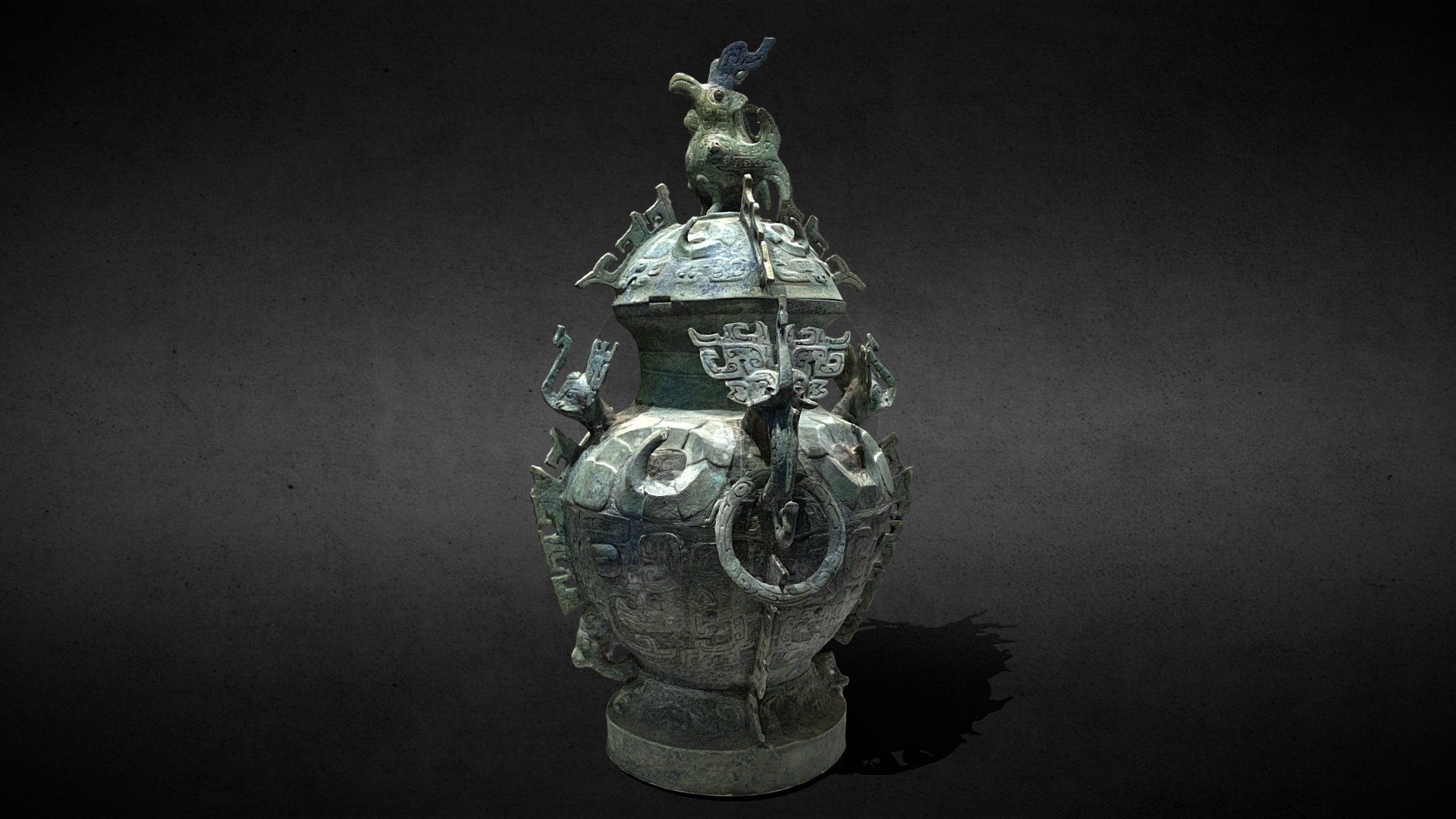 Bronze Lei container with hanging bells & a bird - 3D model by ...