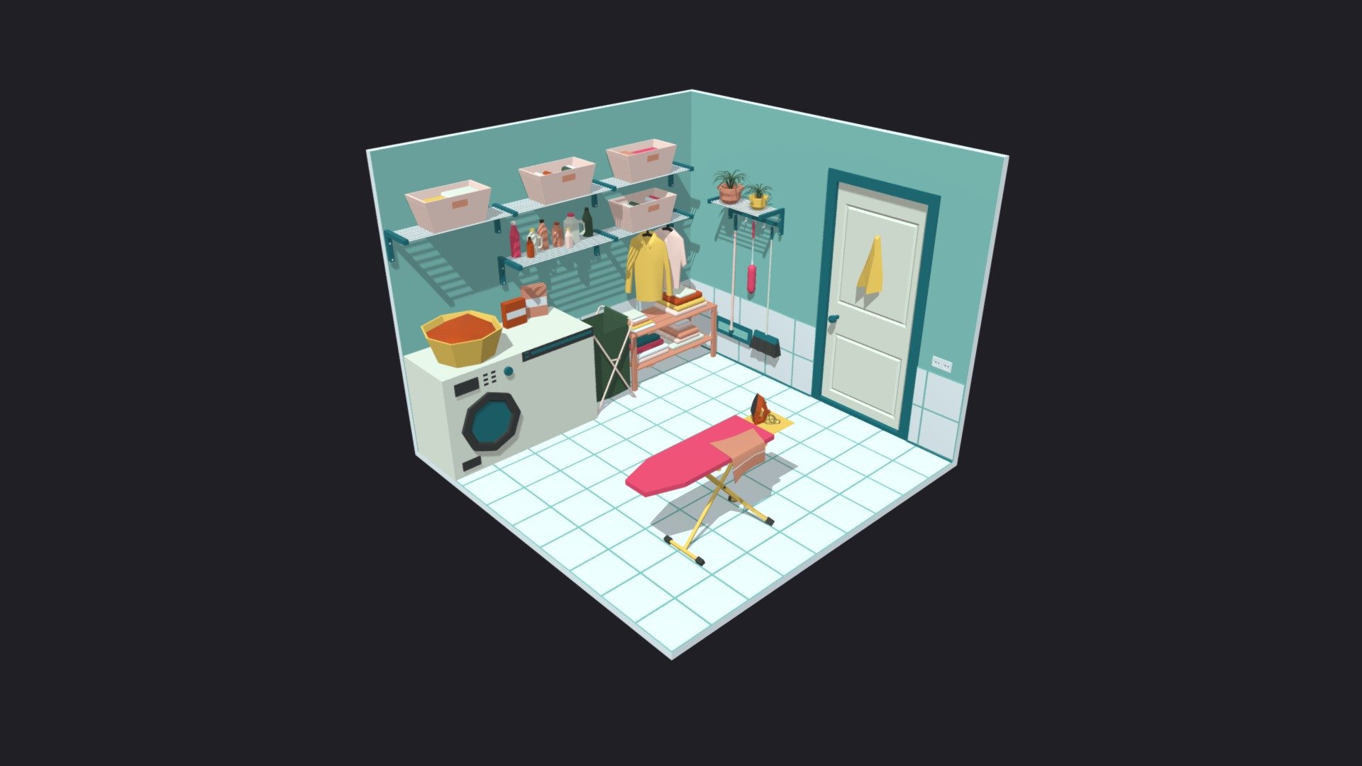 Laundry Room 10 Low-poly 3D model - Buy Royalty Free 3D model by ...
