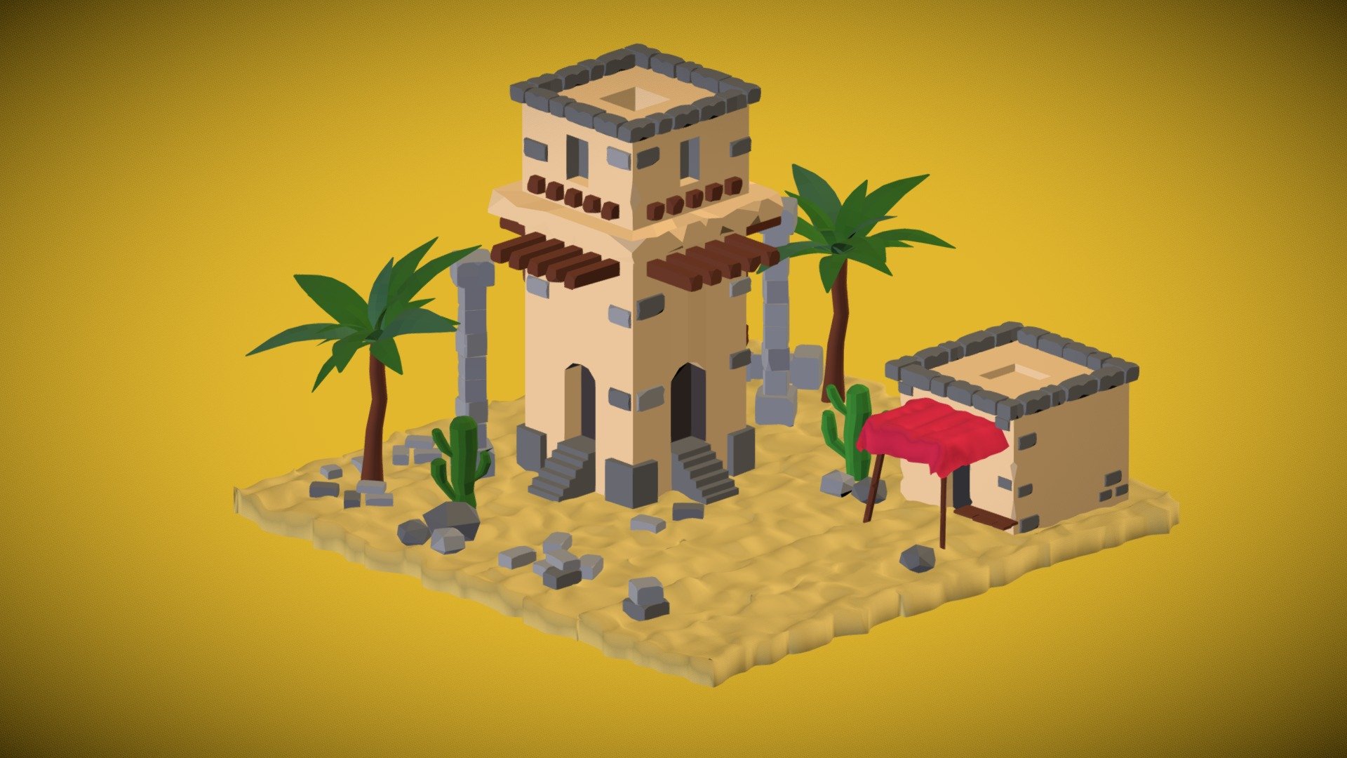 Low poly desert - 3D model by Giulia Chellini (@GiuliaChellini ...