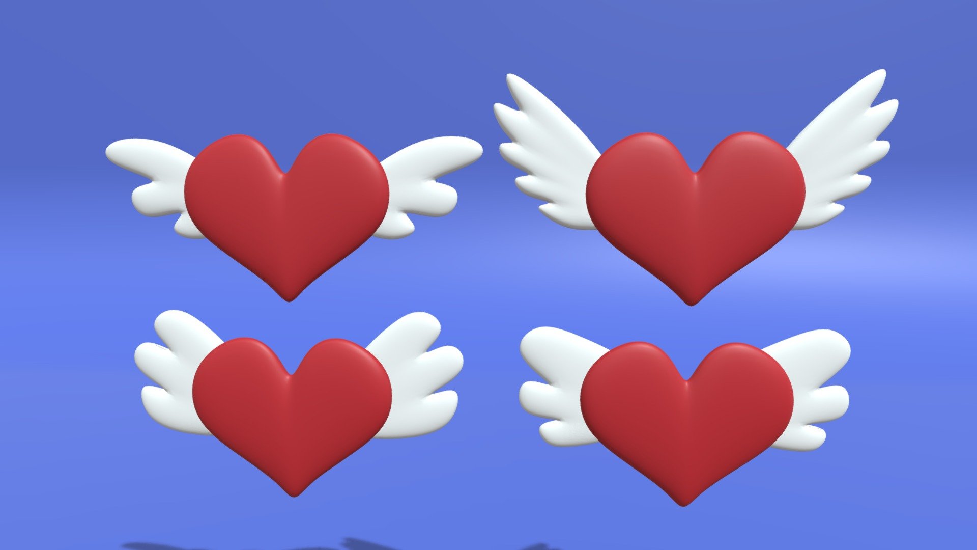 Cartoon Flying Heart With Wings Collection - Buy Royalty Free 3D model ...