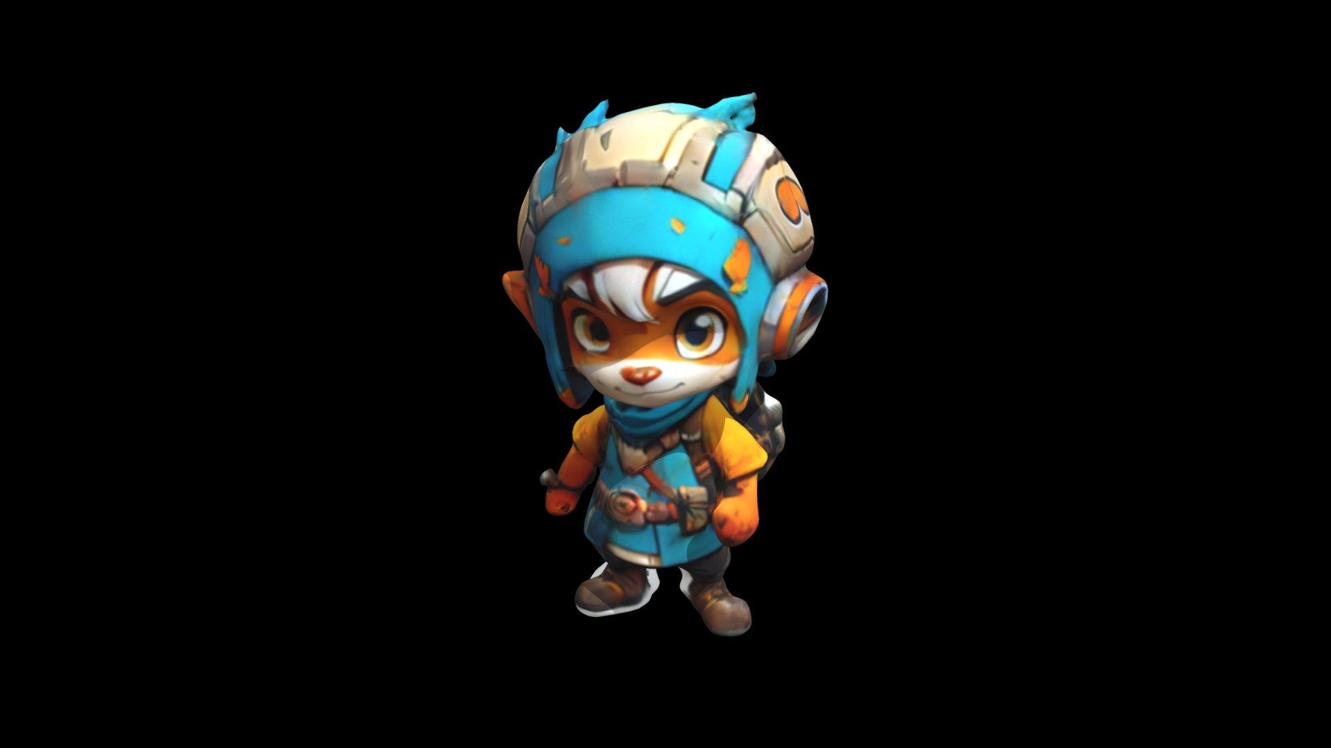 a cartoon character with a blue helmet and a - Download Free 3D model ...